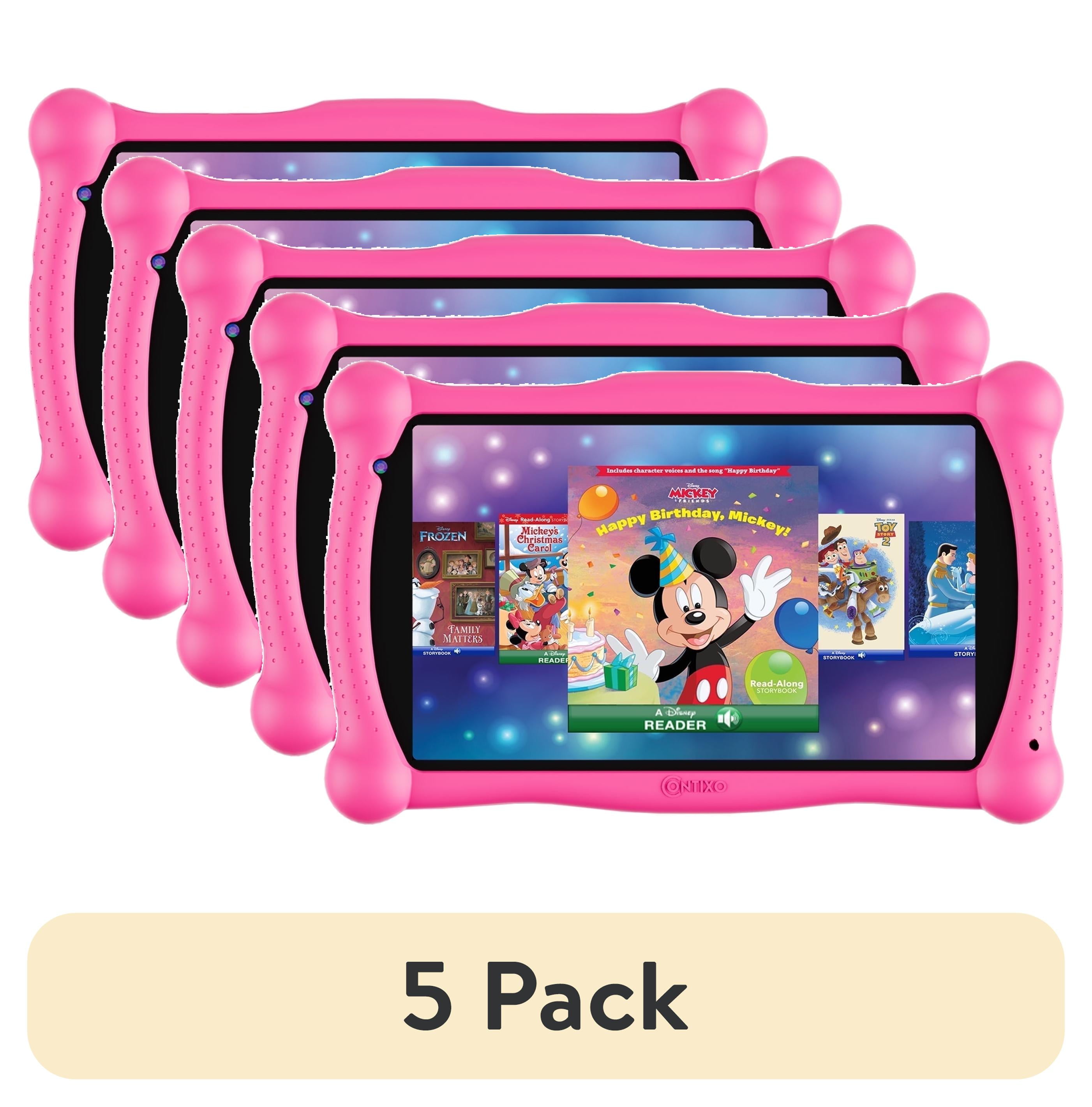 (5 pack) Contixo 7" Kids Tablet Bundle, 50 FREE Disney Storybooks, Educational Android Tablet ...