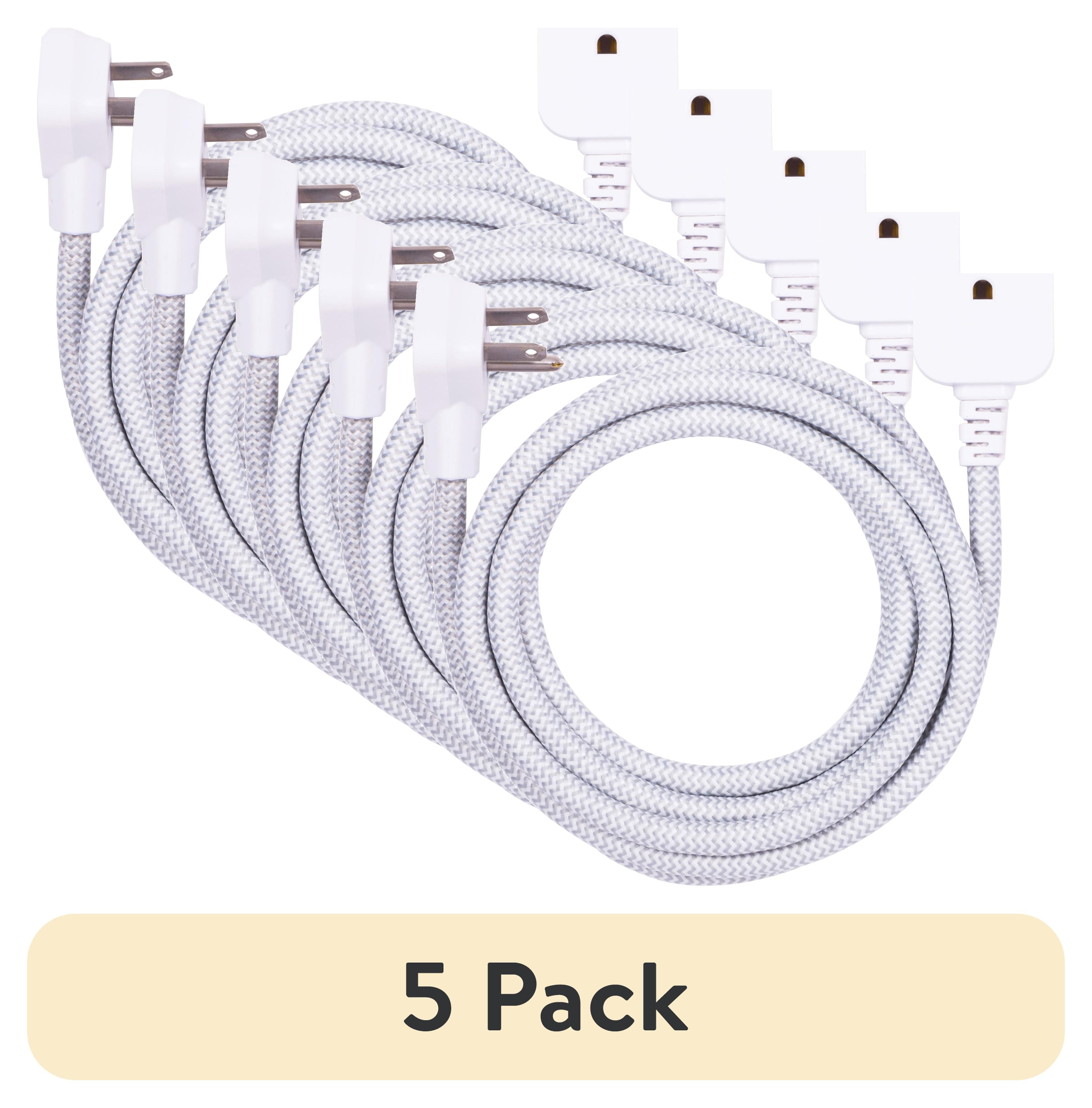 (5 pack) Cordinate 10ft. 3-Outlet Extension Cord, White/Gray – 39624 ...