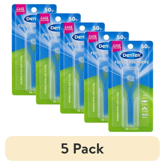 (5 pack) DenTek Floss Threaders, For Braces, Bridges, and Implants, 50 ...