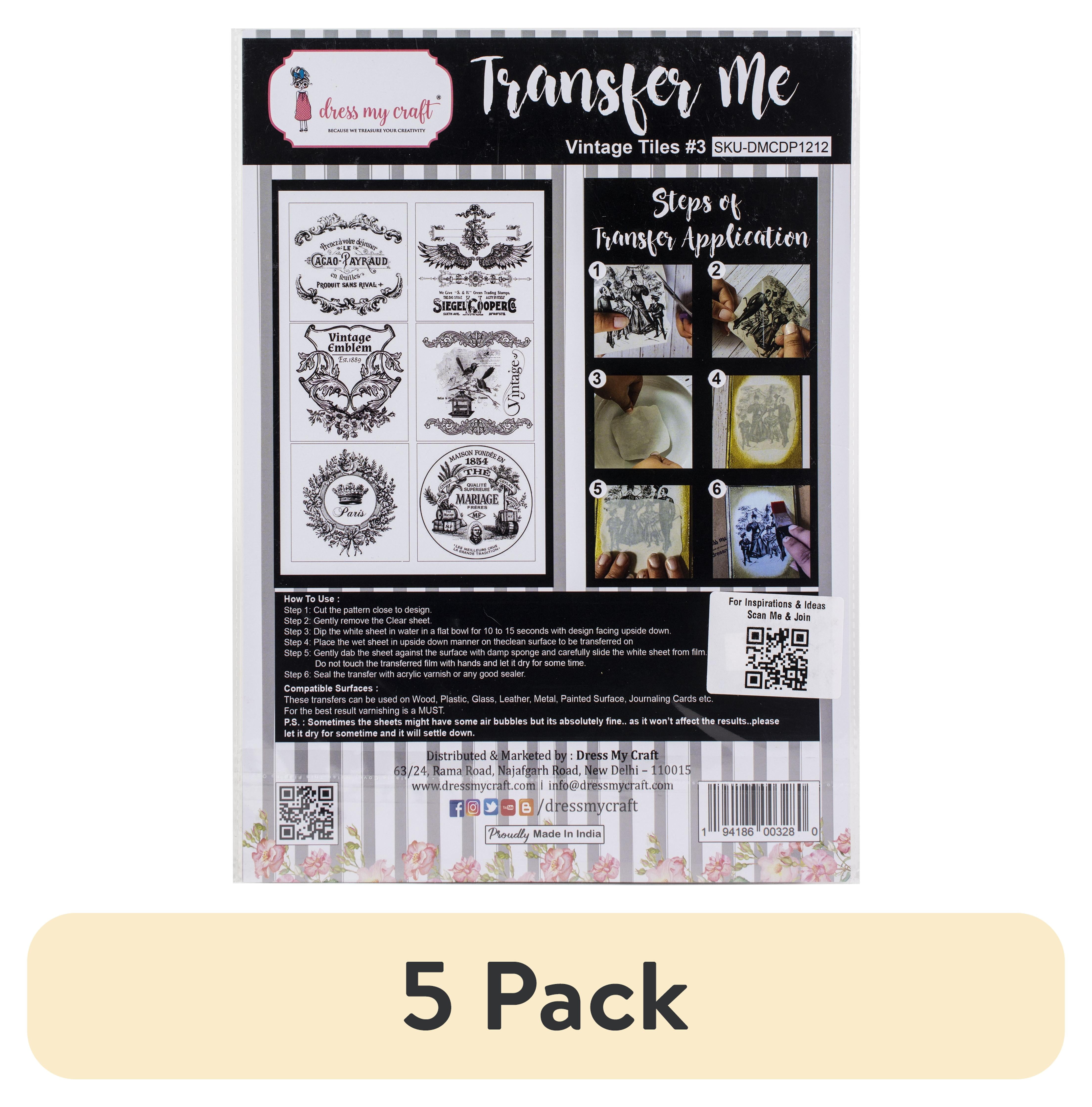 (5 pack) Dress My Craft Transfer Me Sheet A4-Vintage Tile #3 - Walmart.com
