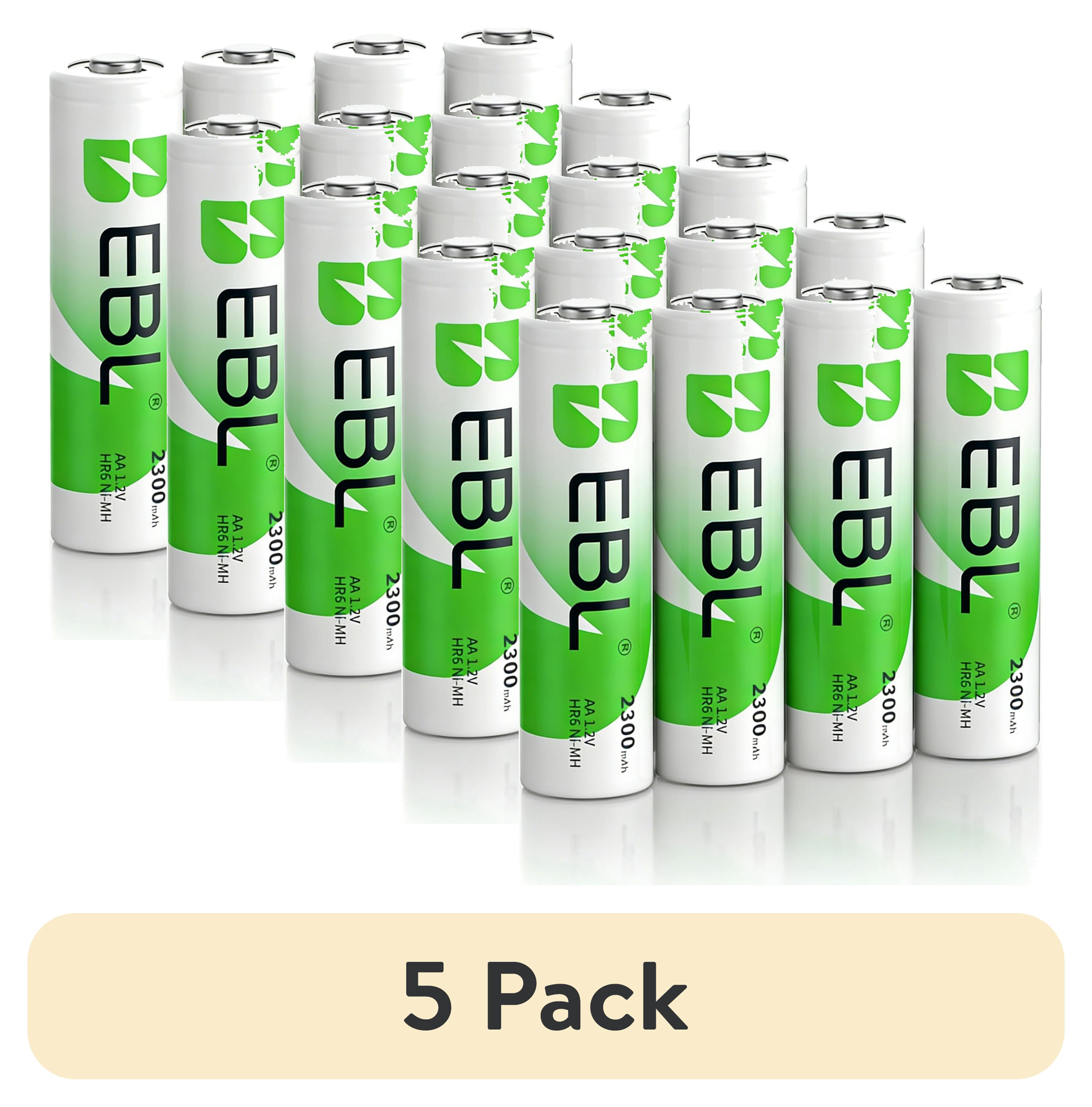 (5 pack) EBL 4 Pack Aa Rechargeable Batteries 2300mAh High Capacity AA ...