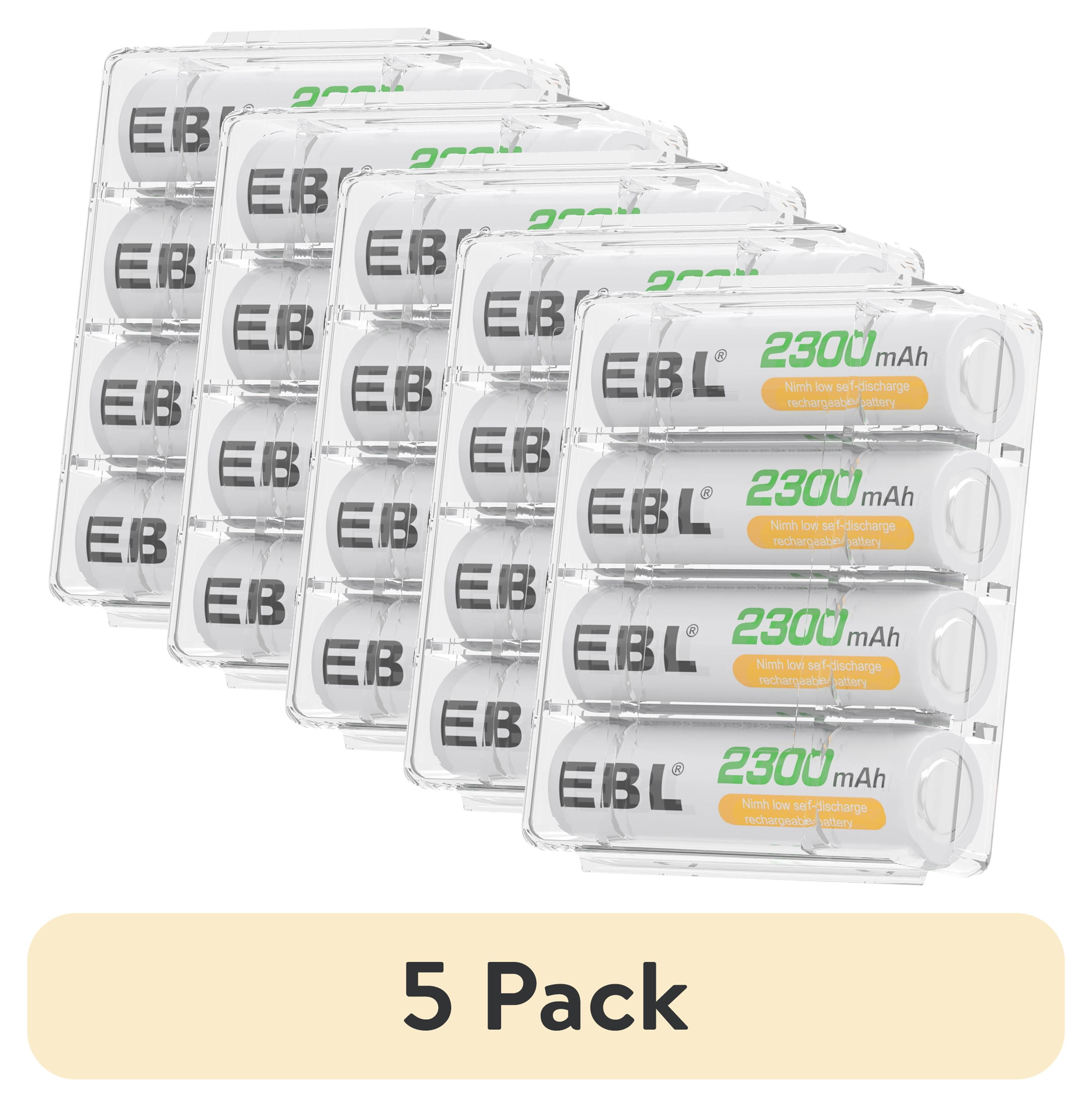 (5 pack) EBL 4 Pack Aa Rechargeable Batteries 2300mAh High Capacity AA ...