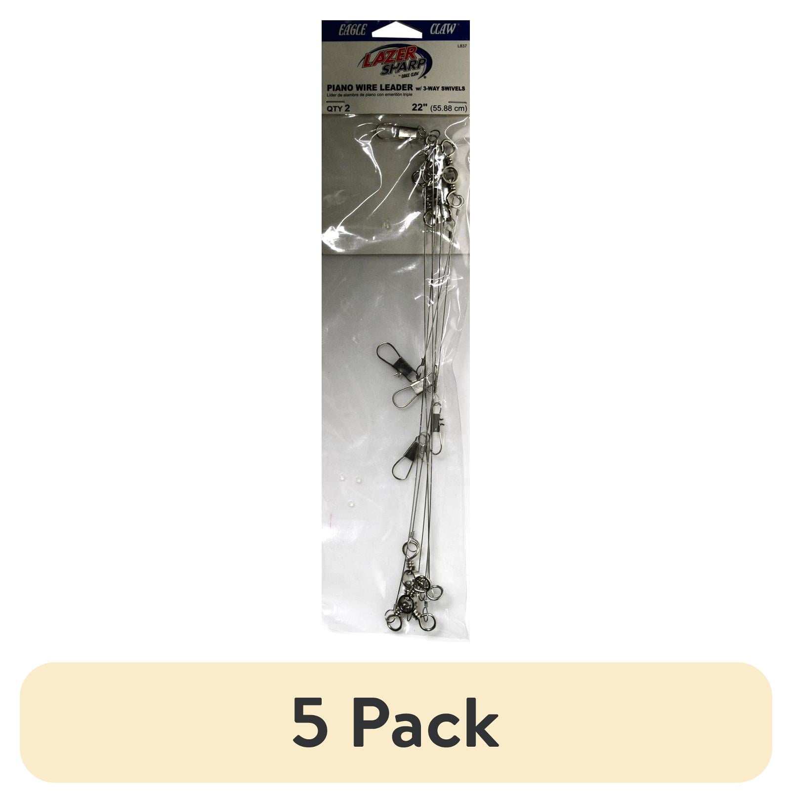 (5 pack) Eagle Claw Lazer Sharp 22" Piano Wire Leader with 3-Way Swivel ...