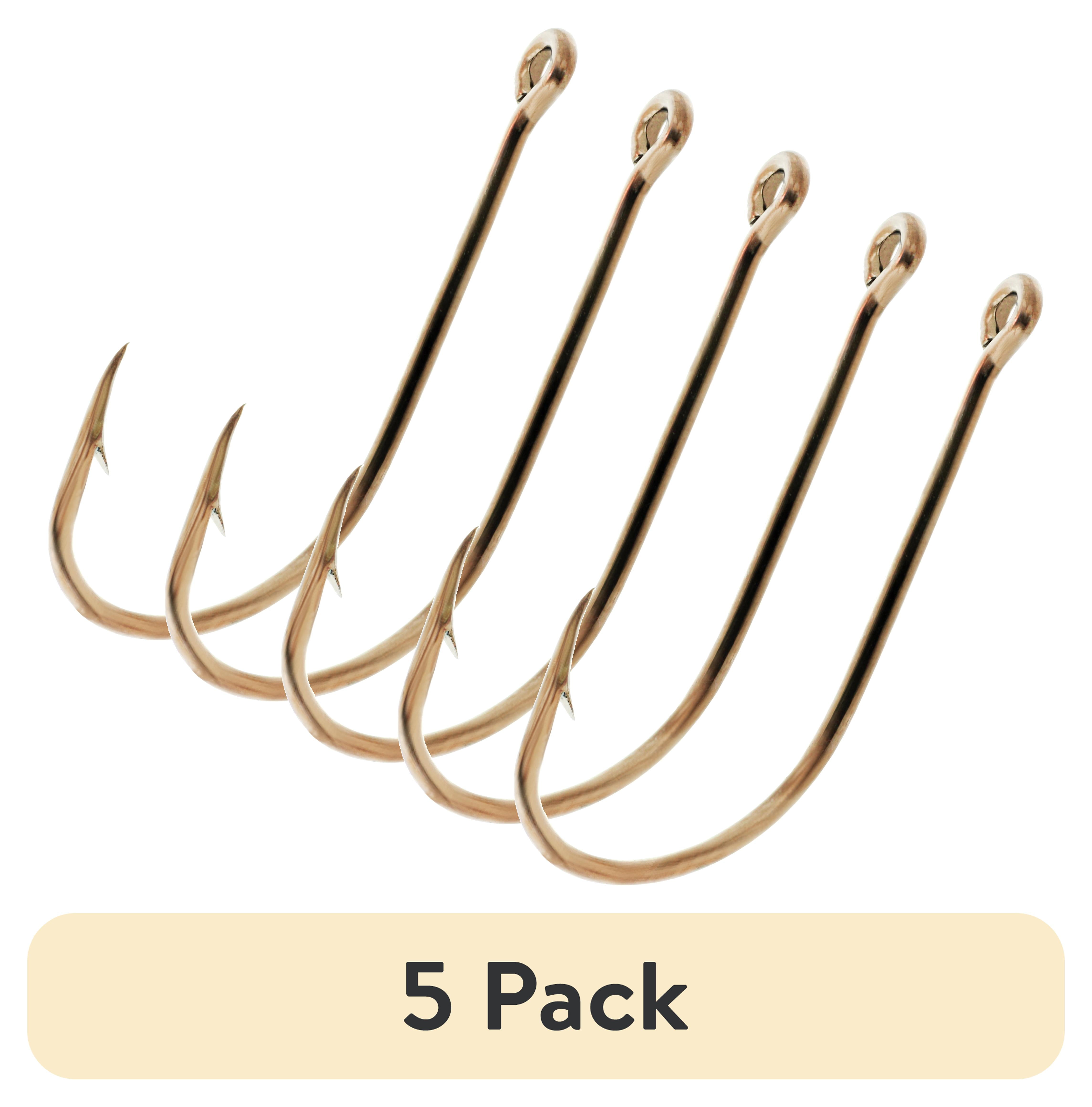 (5 pack) Eagle Claw Plain Shank Offset Fishing Hook, Bronze, (Size 2 ...