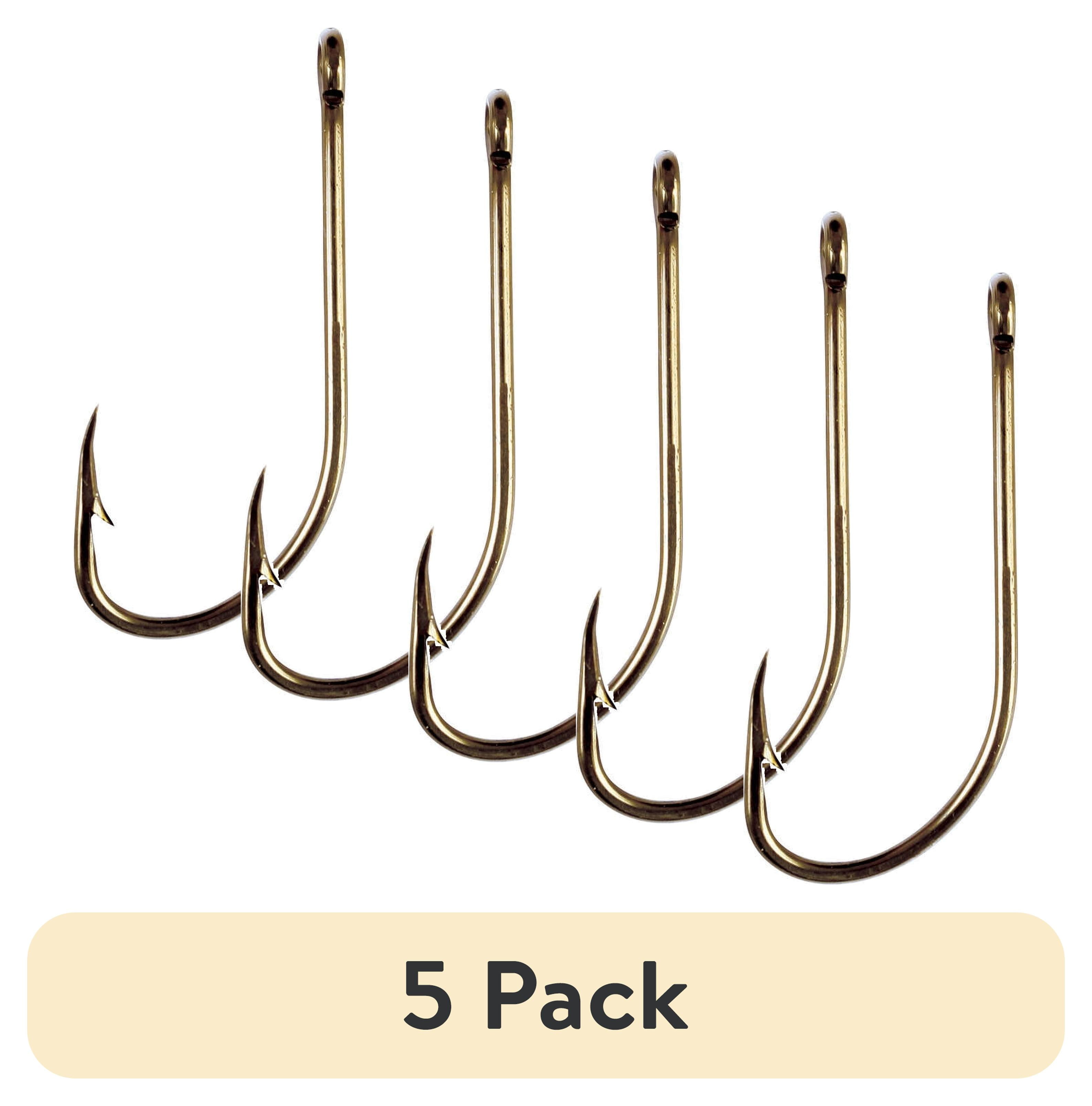 (5 pack) Eagle Claw Plain Shank Offset Fishing Hook, Bronze, Size 8 ...