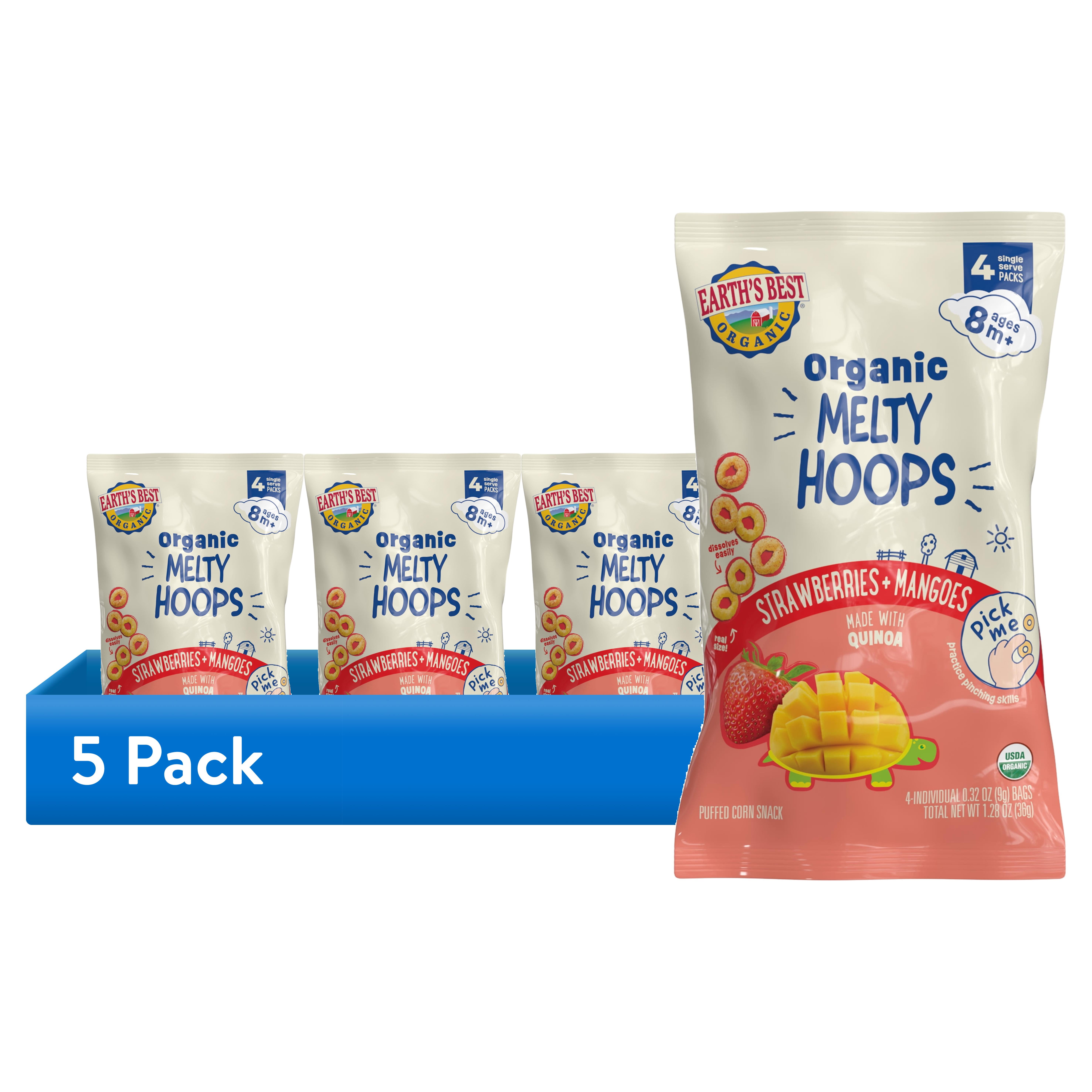 (5 pack) Earth's Best Organic Bite-Size Melty Hoops Strawberry Mango ...