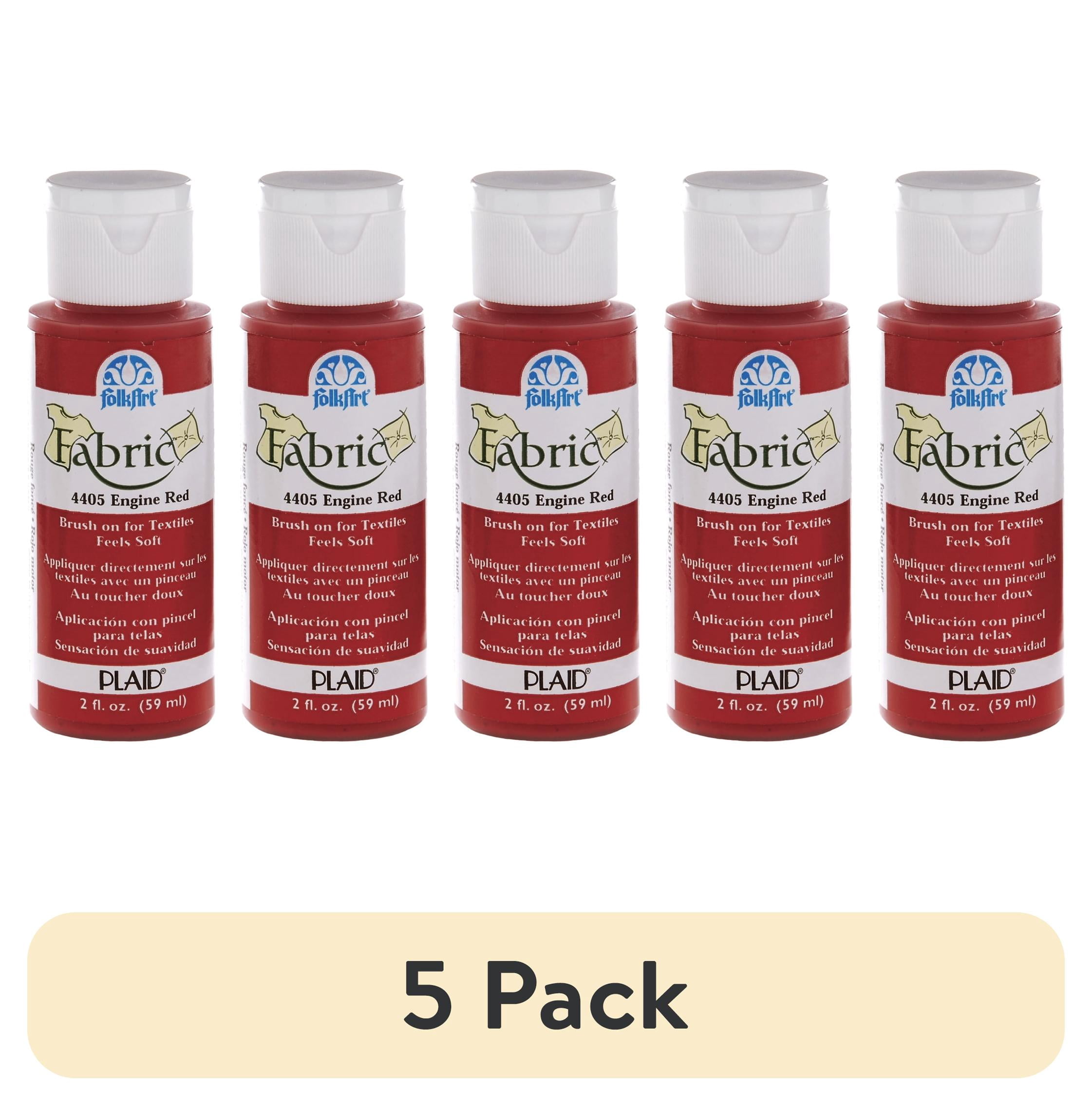 (5 pack) Engine Red Folk Art Fabric Brush-On Paint - 2 oz. - Walmart.com