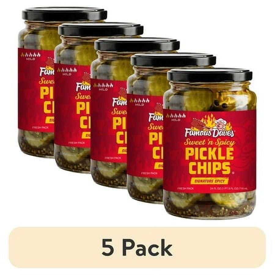(5 pack) Famous Dave's Sweet 'N Spicy Pickle Chips, 24 fl oz Jar ...