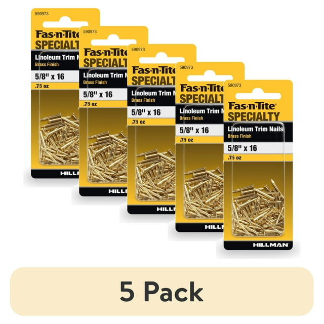 (5 pack) Fas-n-Tite Brass Linoleum Nails (5/8" x #16) - 0.75 oz., Steel ...