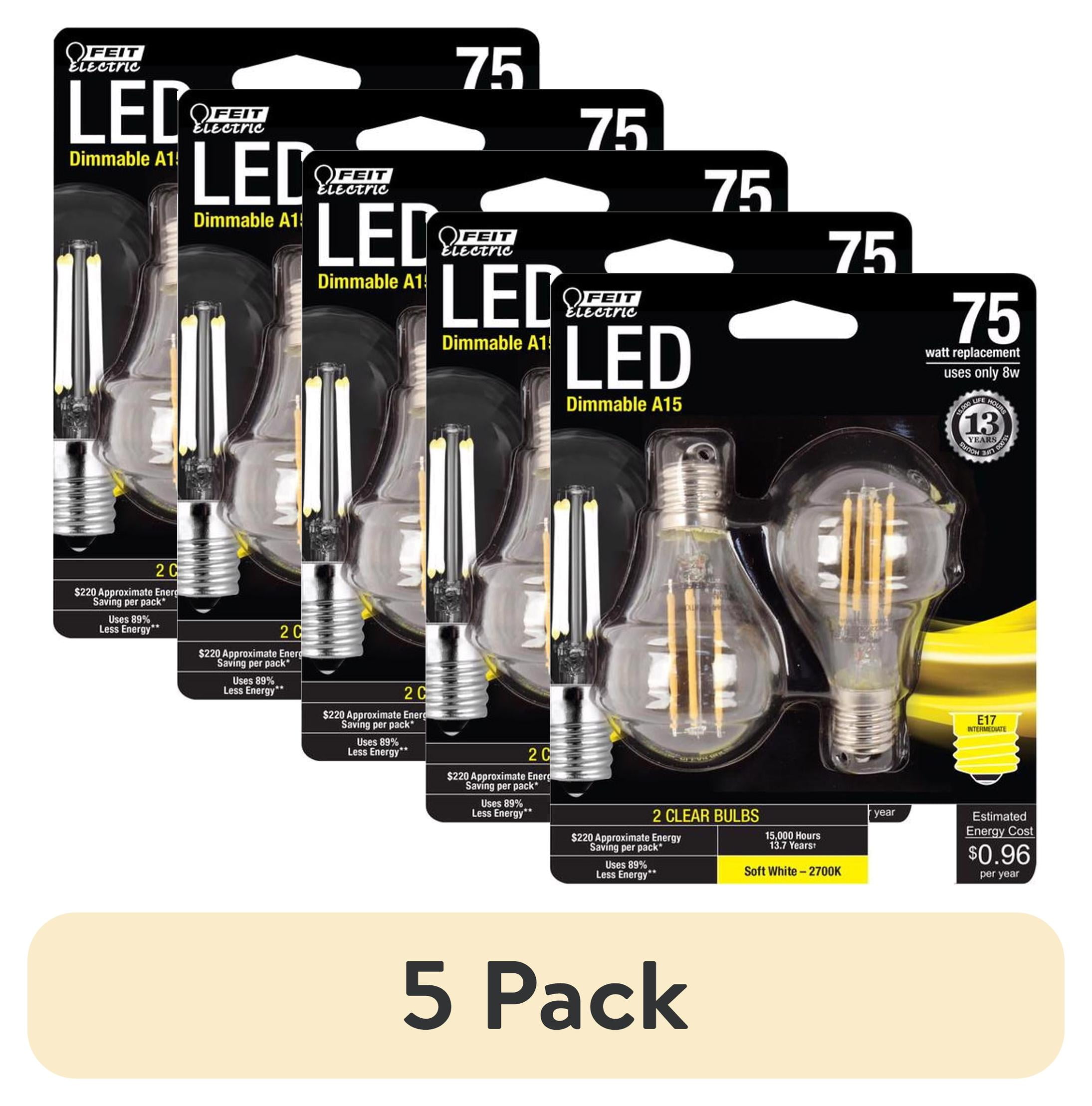 (5 pack) Feit A15 E17 (Intermediate) Filament LED Bulb Soft White 75 ...