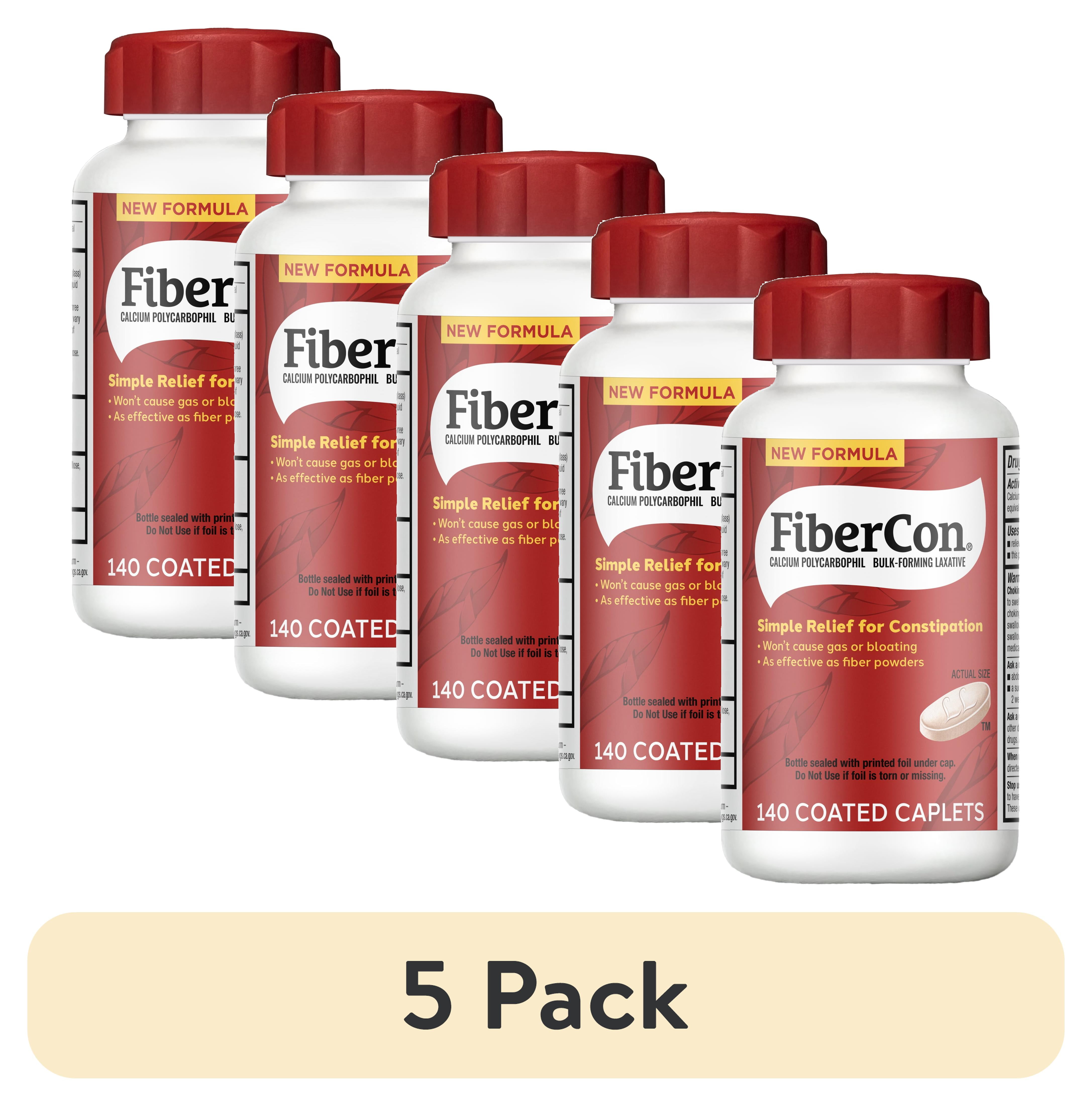 (5 pack) FiberCon Constipation Relief, 140 Caplets - Walmart.com