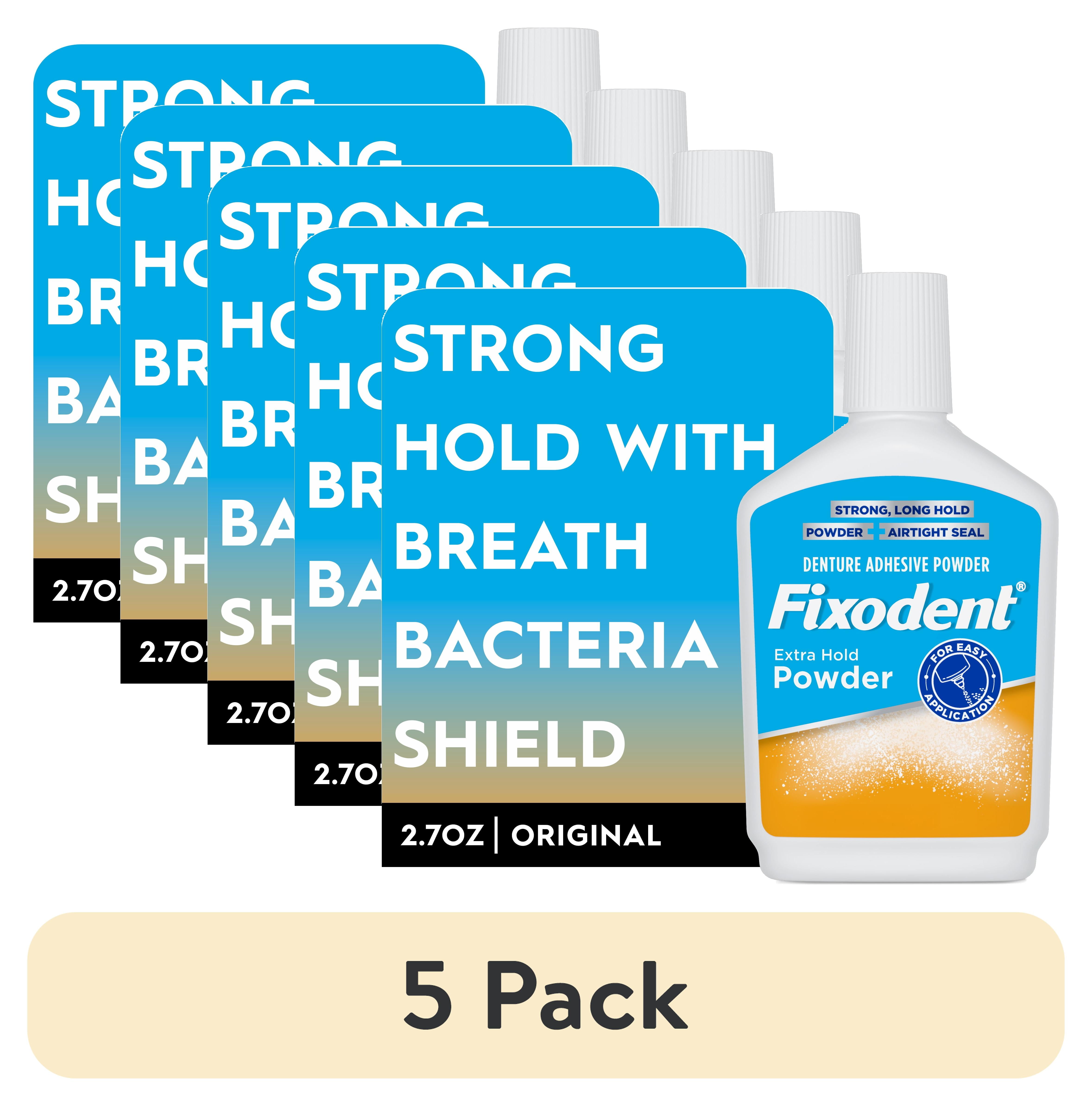 (5 pack) Fixodent Extra Hold Denture Adhesive Powder, Long-Lasting Hold ...