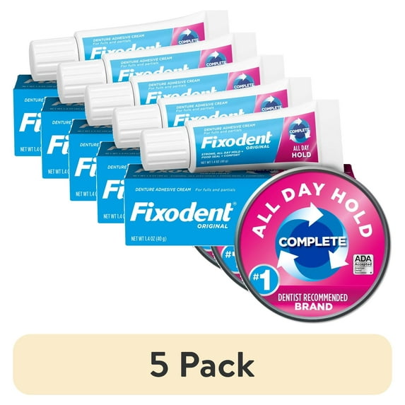 (5 pack) Fixodent Original Secure Denture Adhesive 1.4 oz - Walmart.com