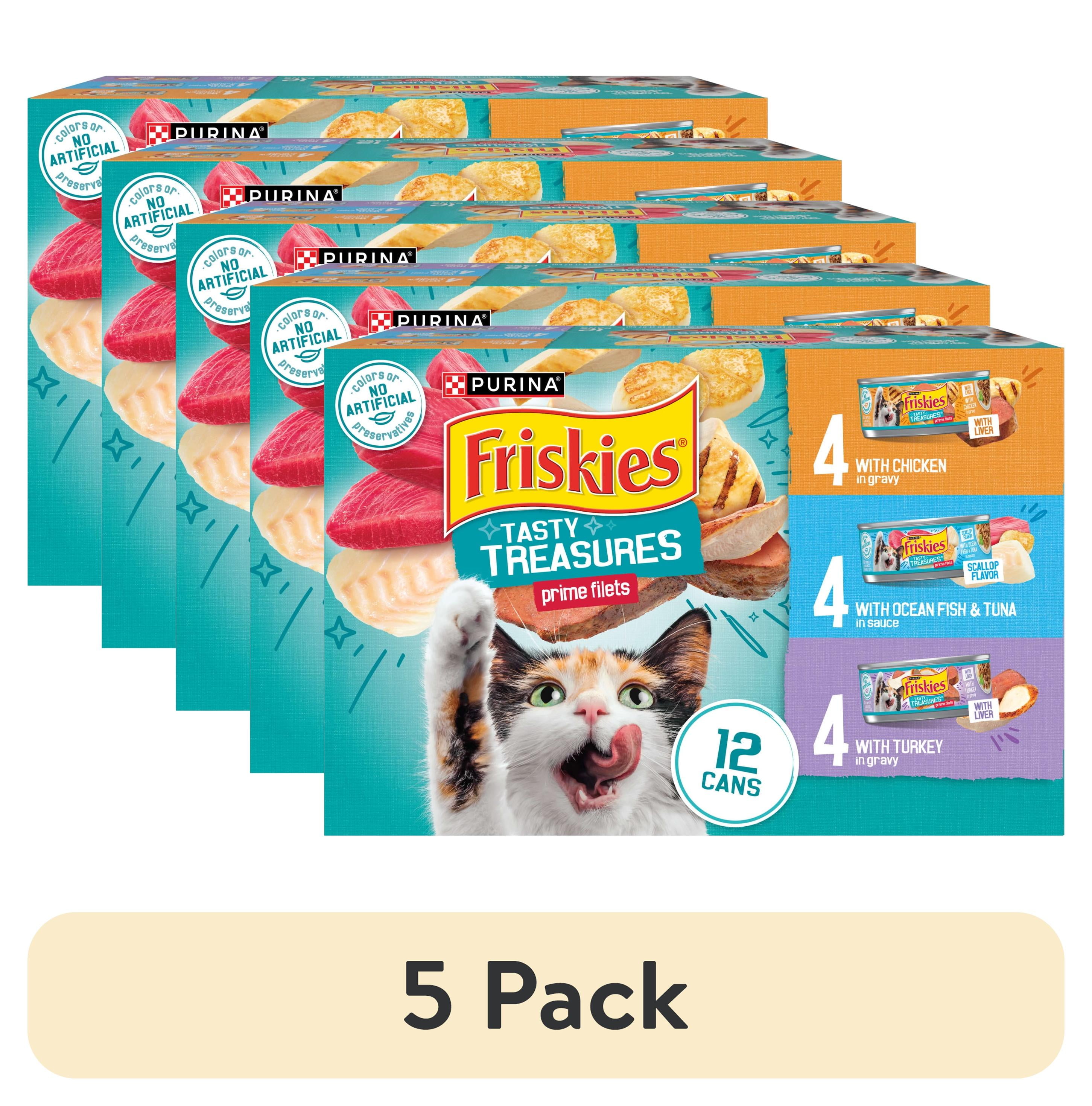 (5 pack) Friskies Gravy Tasty Treasures Prime Filets, Wet Cat Food, 12 ...