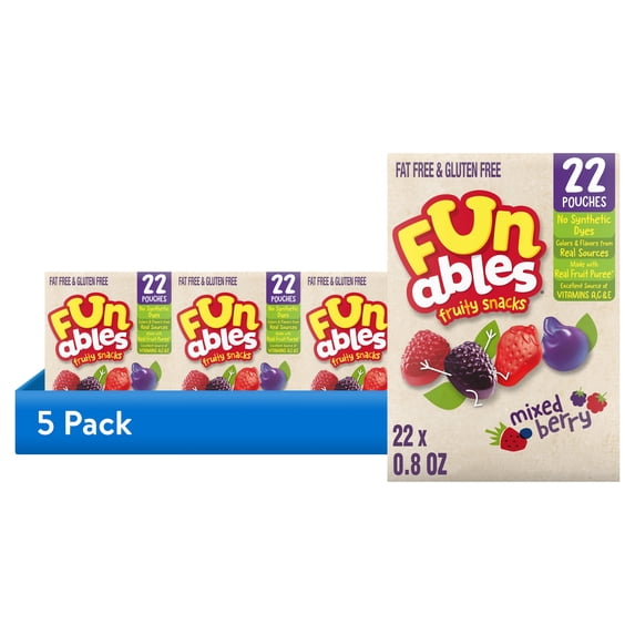 (5 pack) Funables Fruity Snacks, Mixed Berry Flavored Snacks, 0.8 oz ...