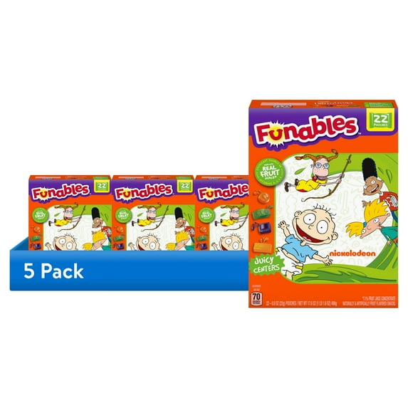 (5 pack) Funables Fruity Snacks, Nickelodeon, Assorted Fruit Flavored ...