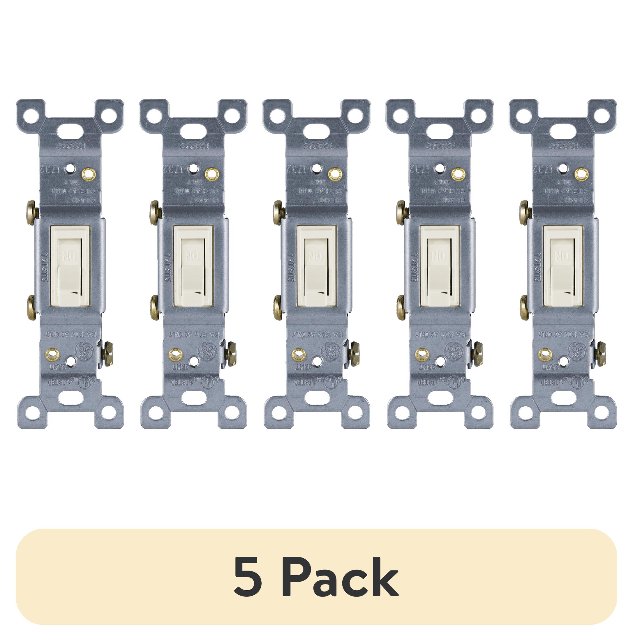 (5 pack) GE Heavy-Duty Grounding Toggle Switch, Light Almond, 15A, 0W ...