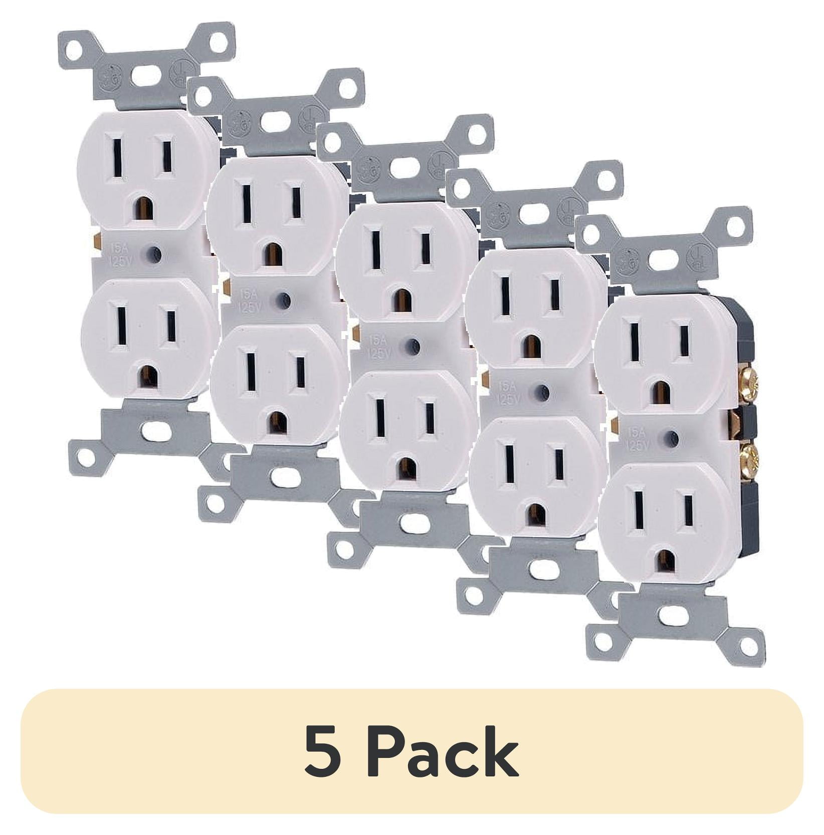 (5 pack) GE Receptacle with Safety Shutters Outlet, 15A, White ...