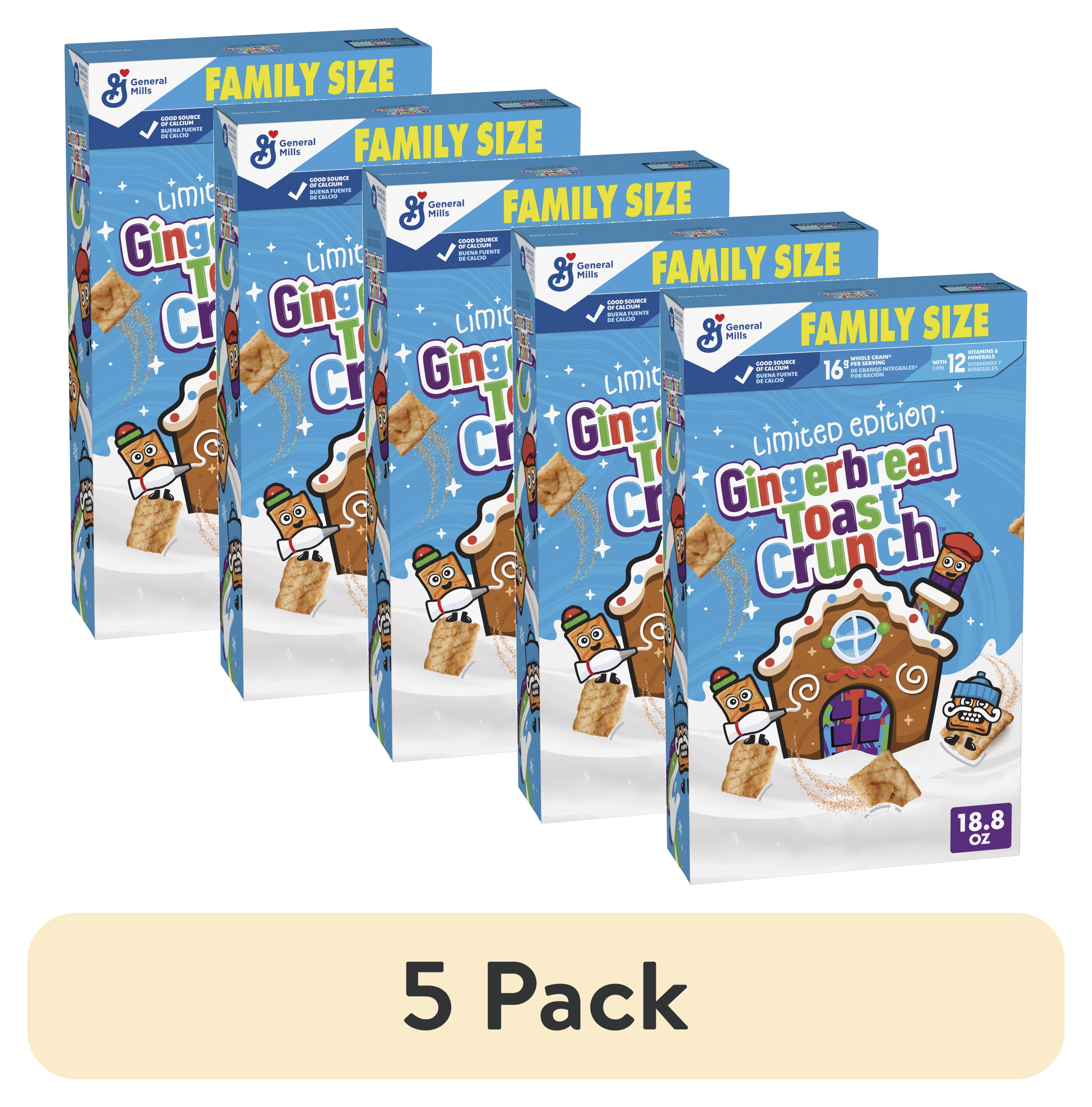 (5 pack) Gingerbread Toast Crunch Cereal, Crispy Gingerbread Flavored ...