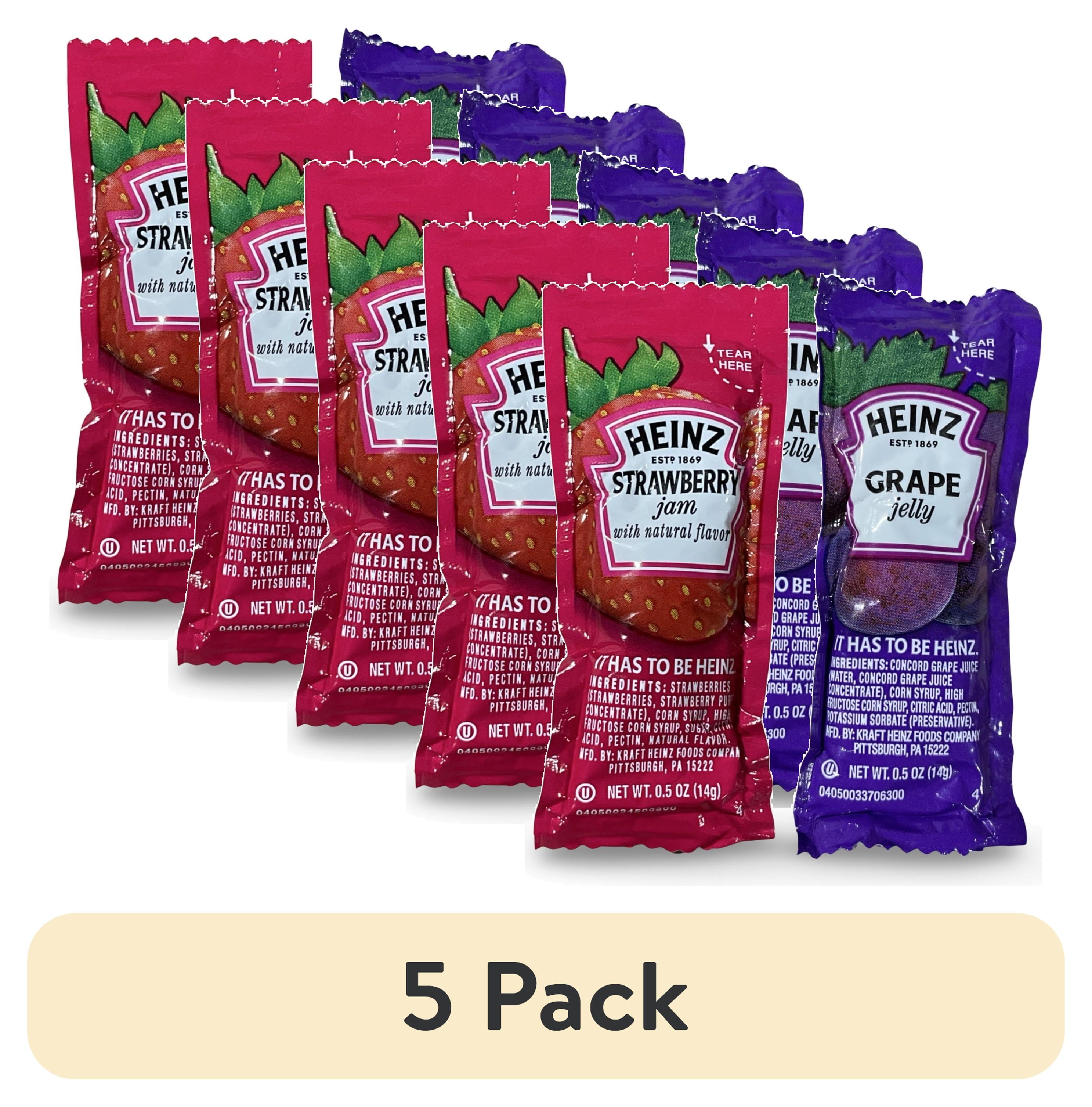 (5 pack) Grape Jelly & Strawberry Jam Single Serve Packets Combo | 50 ...