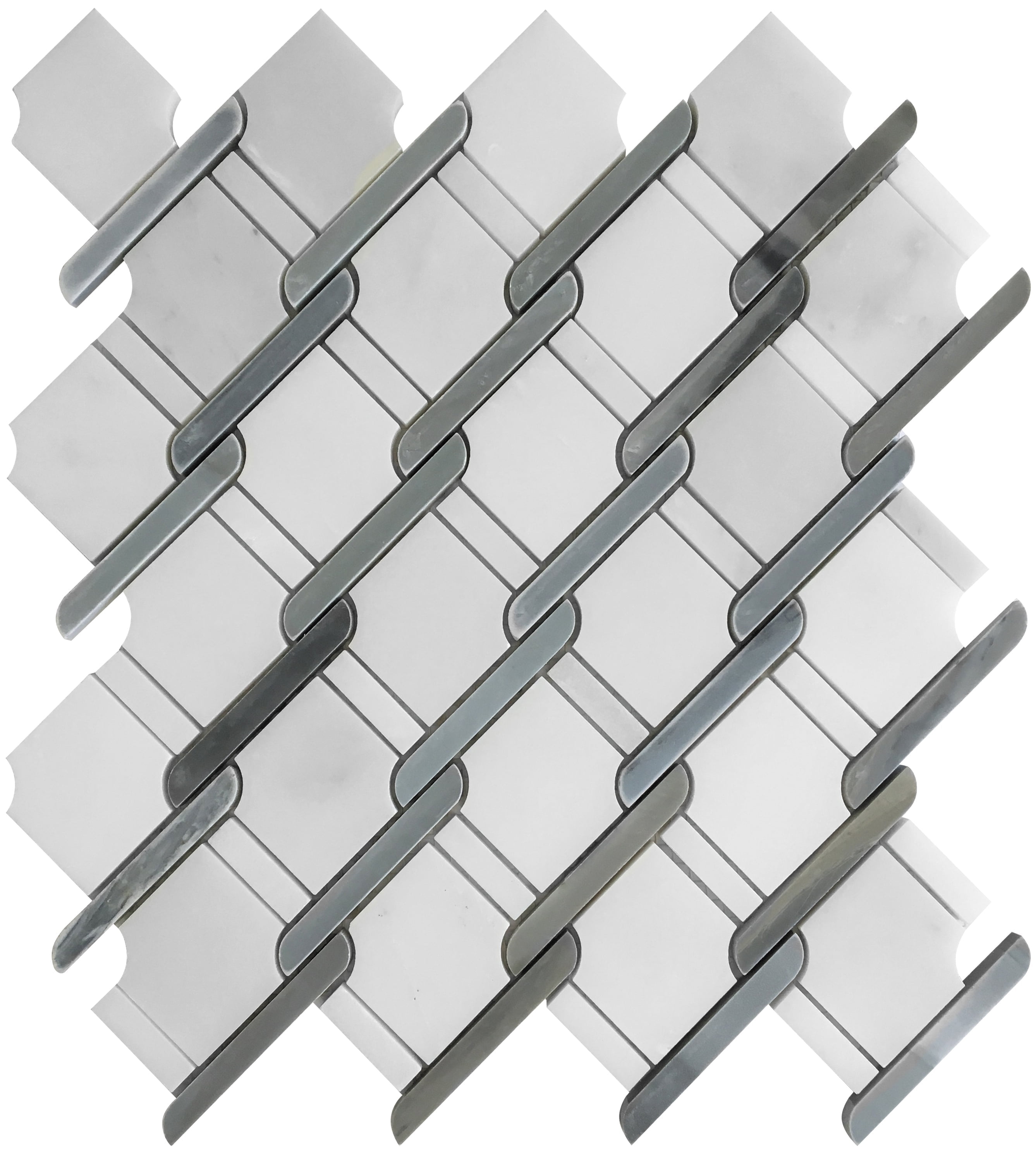 5 pack Gray and White 11 in. x 12.2 in. Linking Chain Polished Marble ...