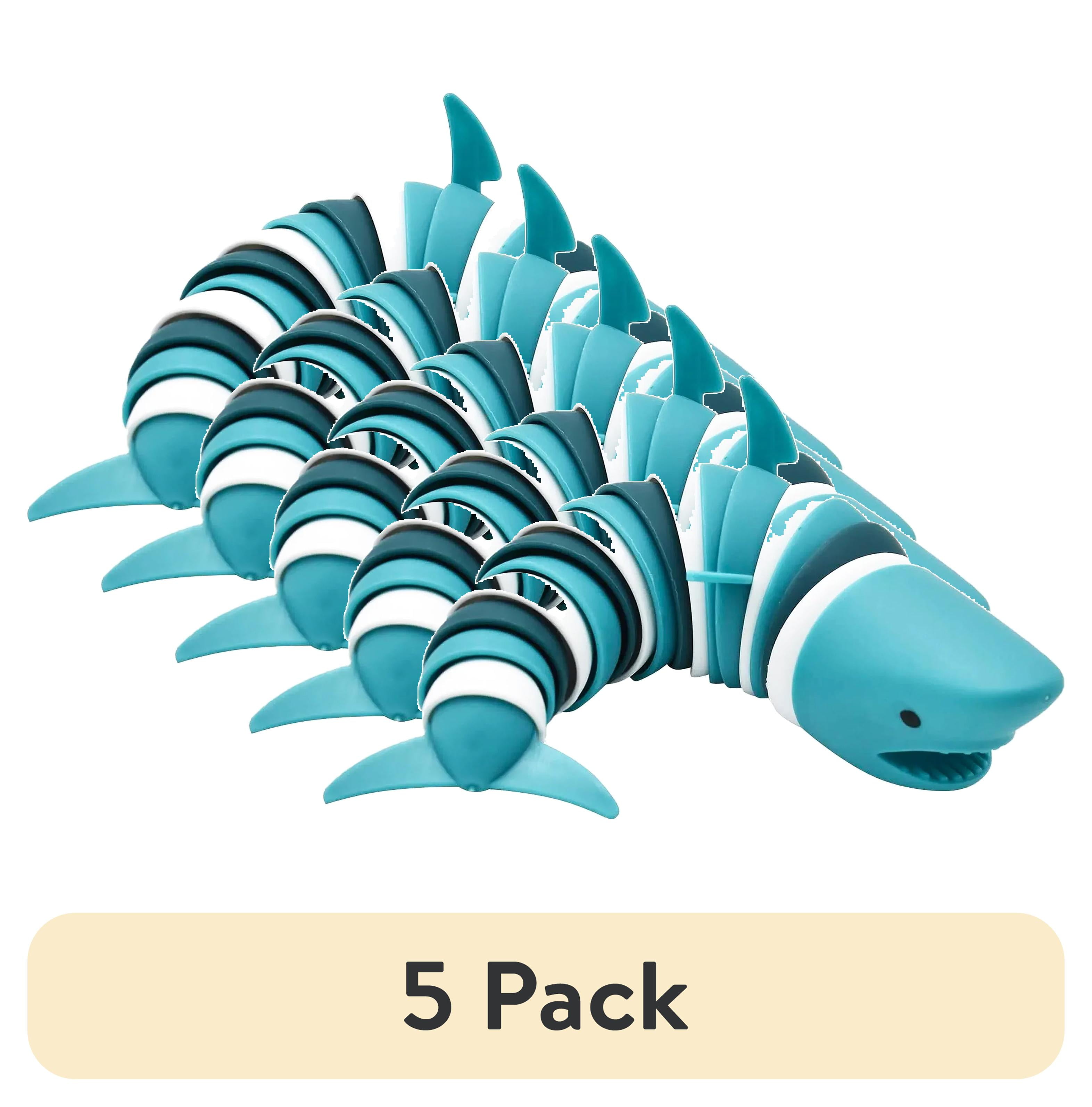 (5 pack) Gwen Studios Fidget Shaker Slug Toy for Kids, 7.6" x 3.3" Blue ...