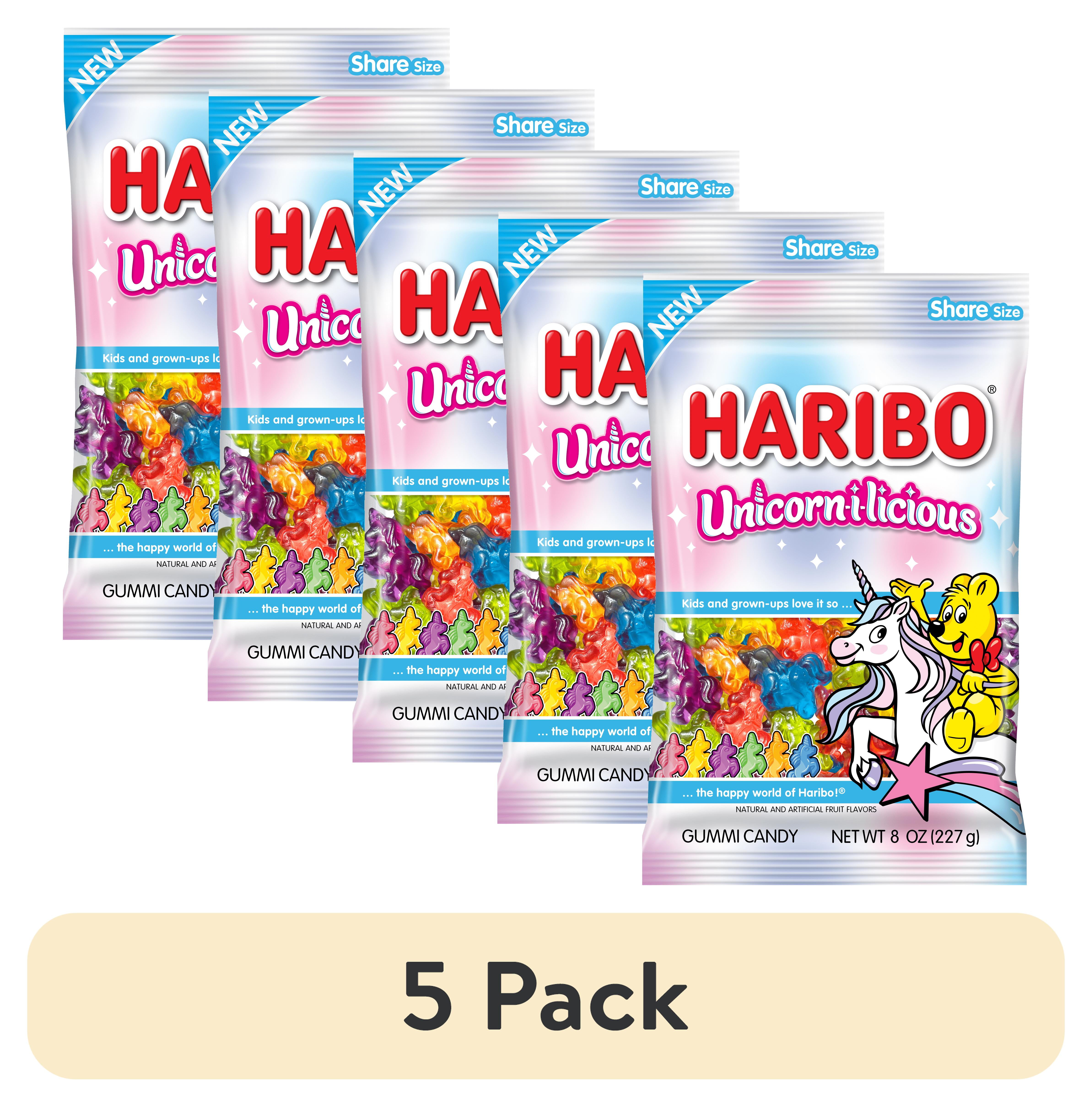 (5 pack) HARIBO Unicorn-i-licious Gummies Assorted Fruit Flavor Gummy Candy, 8 oz, Share Size ...