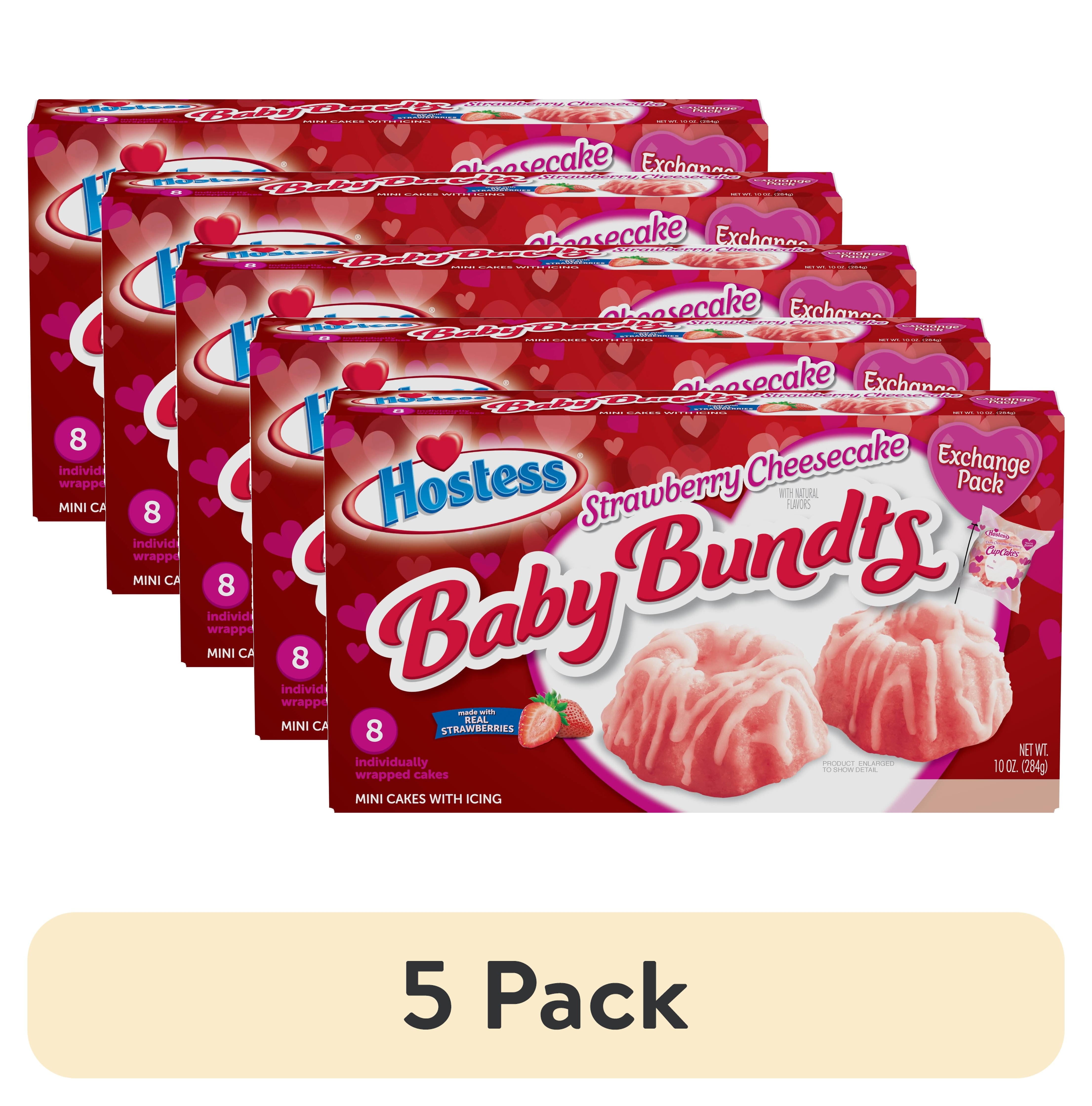 (5 pack) HOSTESS Valentine's Strawberry Cheesecake Baby Bundts, with ...