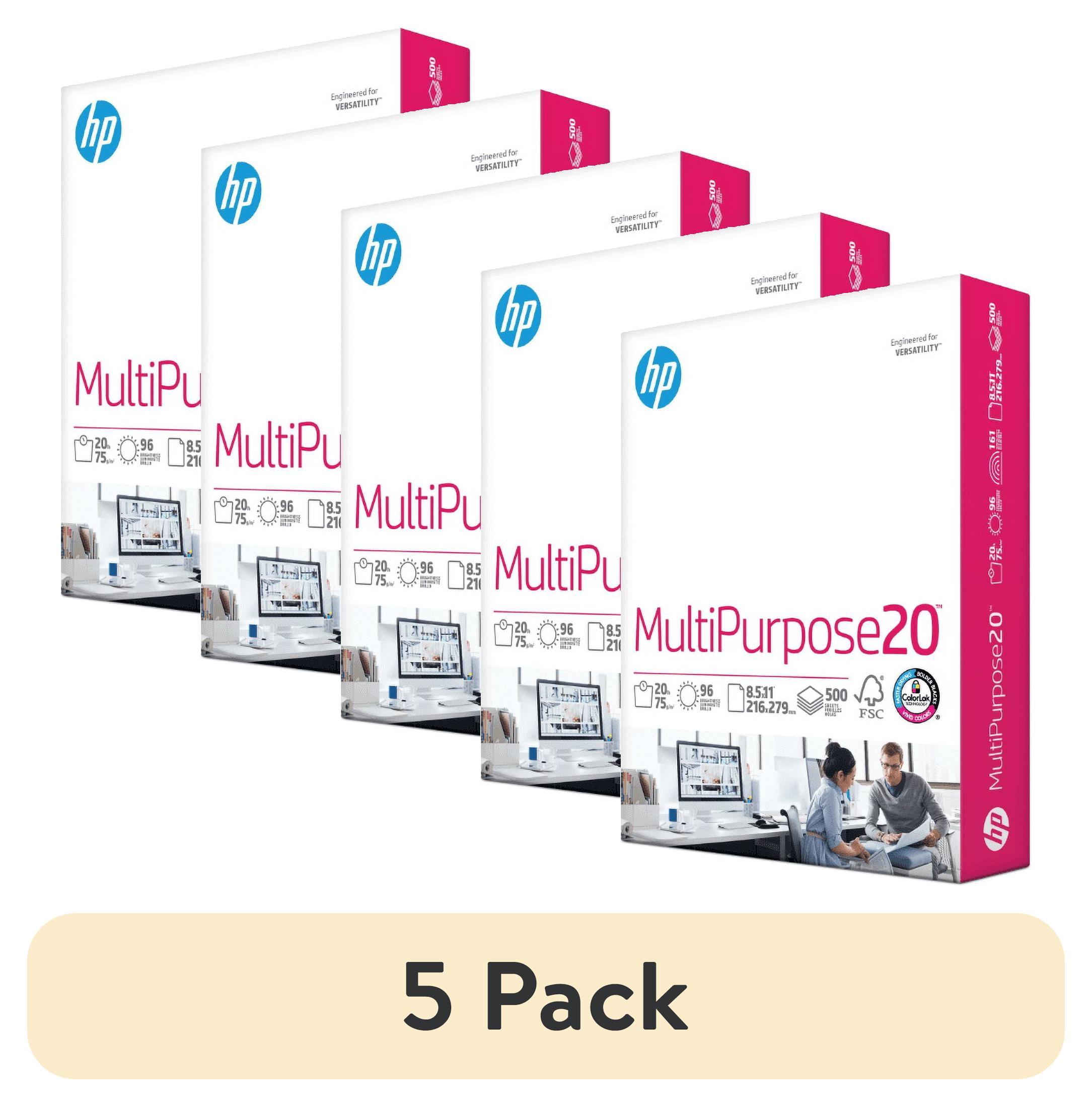 (5 pack) HP Multipurpose Paper | 500 Sheets | Letter | 8.5 x 11 in ...