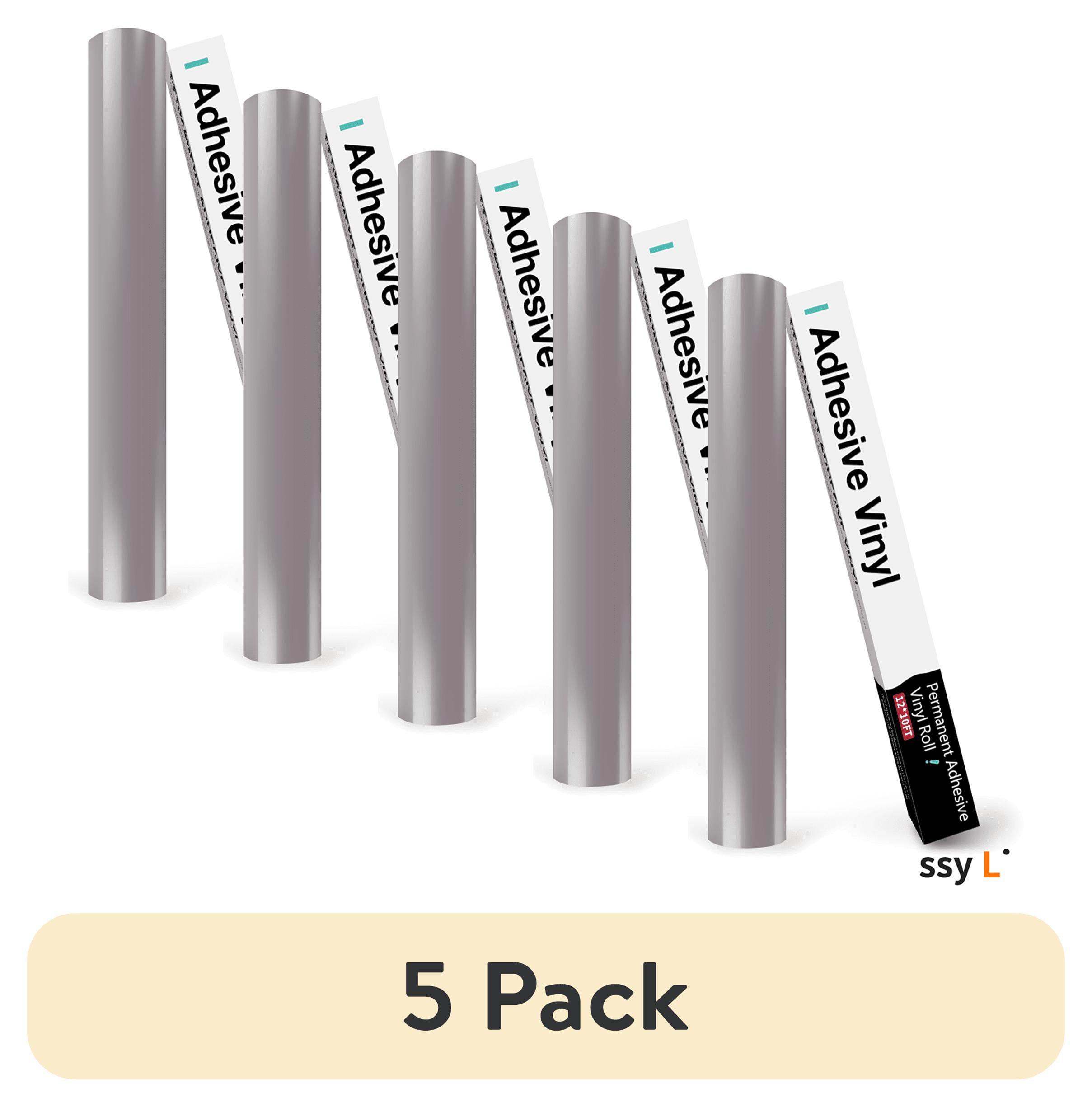 (5 pack) HTVRONT 12" x 10FT Glossy Light Gray Permanent Adhesive Vinyl ...