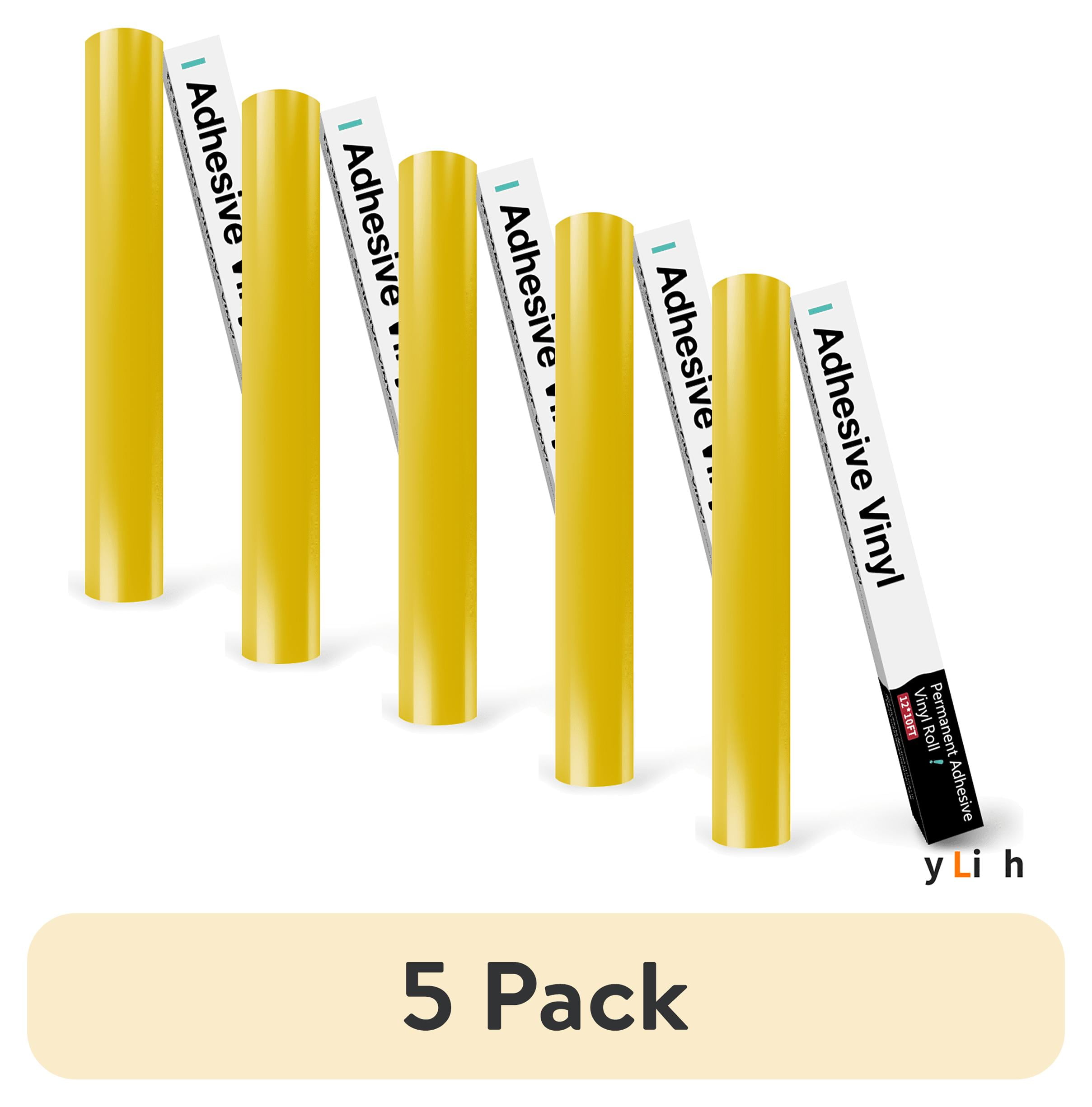 (5 pack) HTVRONT 12" x 10FT Glossy Light Yellow Permanent Adhesive ...