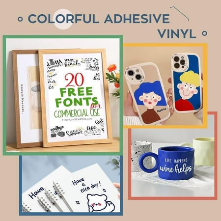 (5 pack) HTVRONT 12" x 5ft Permanent Adhesive Vinyl Rolls, 8 Colors ...