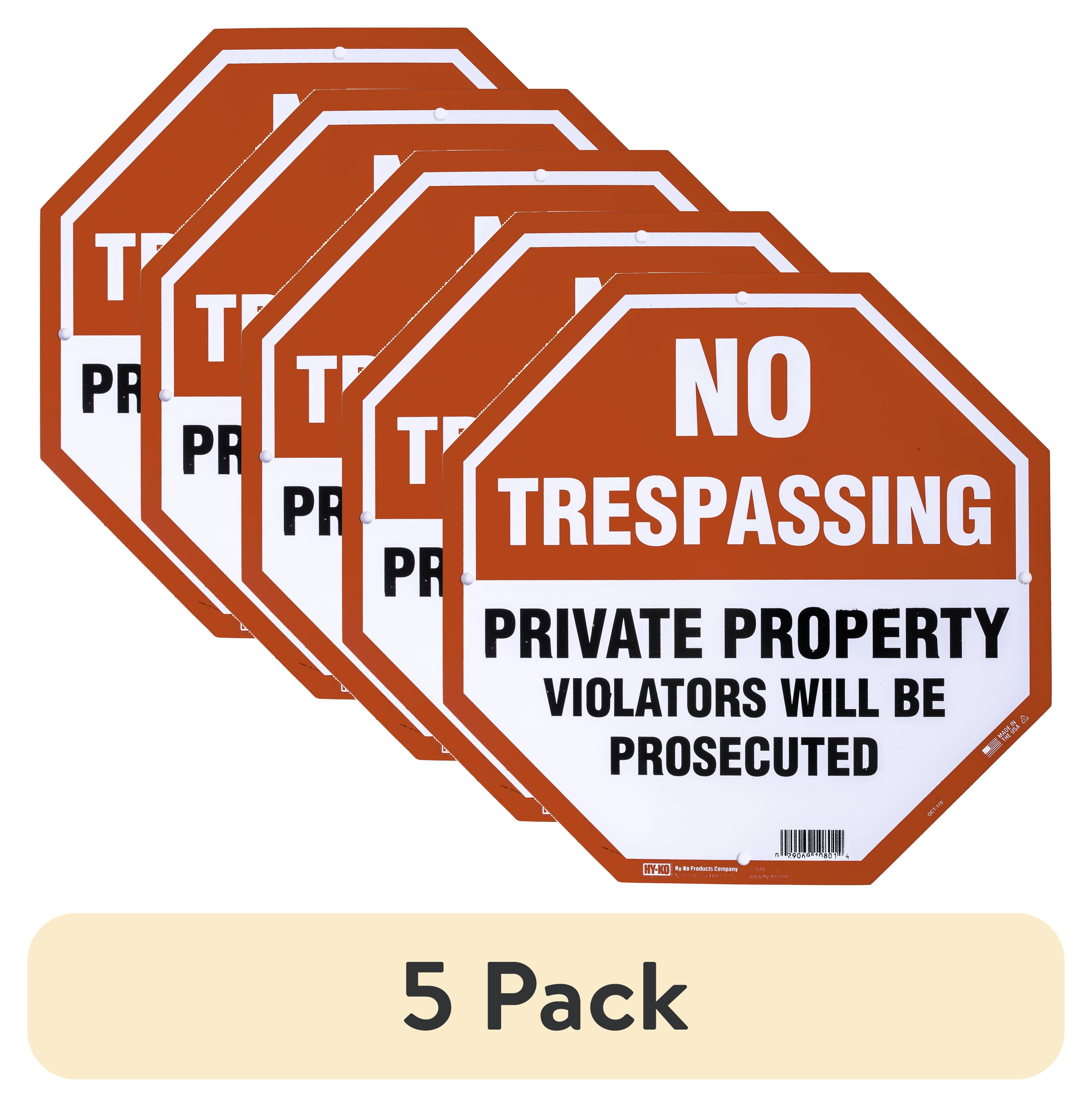 HY-KO 12x12 Octagon No Trespassing Sign Durable Plastic with Pre ...