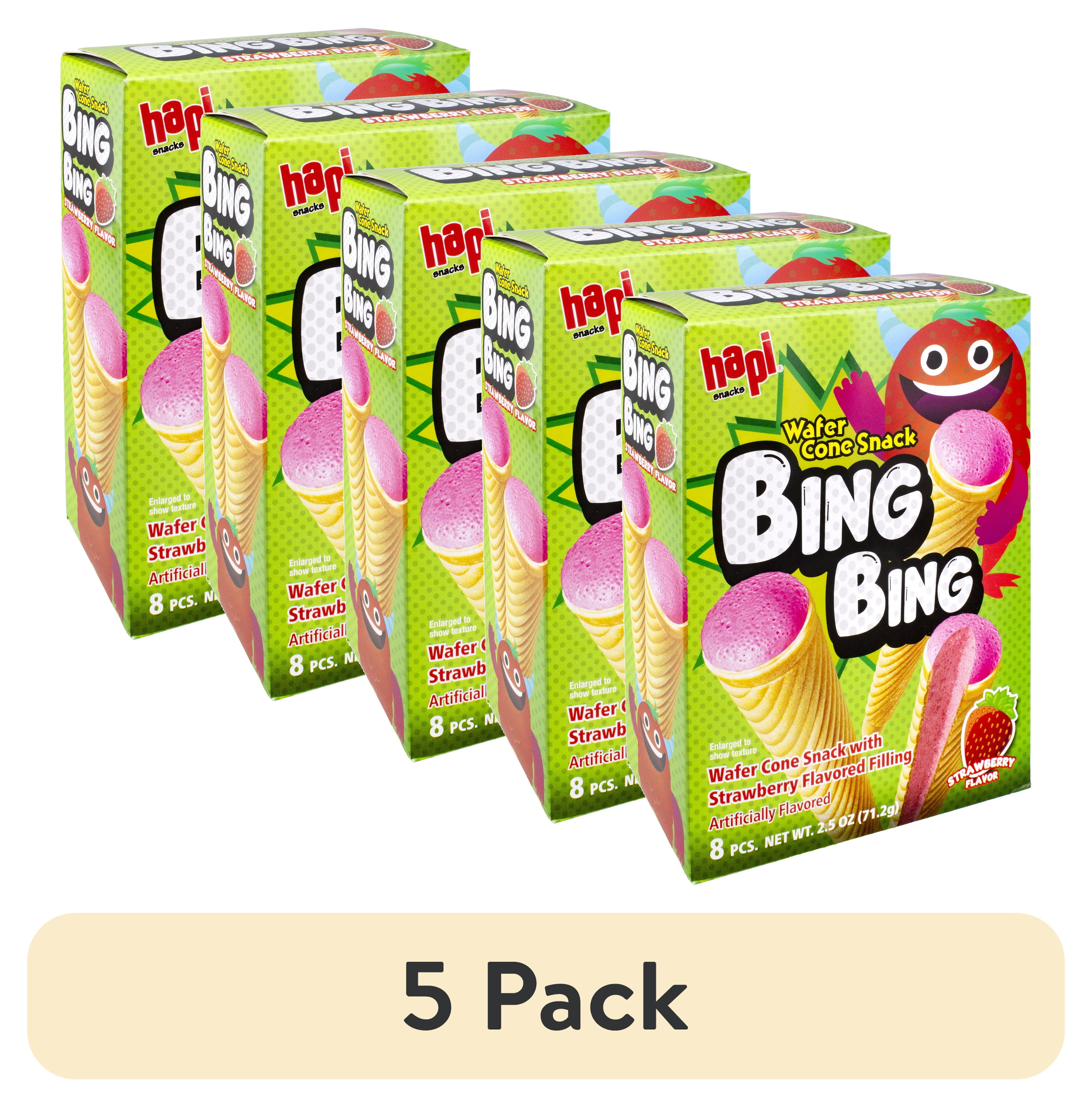 (5 pack) Hapi Bing Bing Wafer Cone Snack | Strawberry 2.5 oz - Walmart.com
