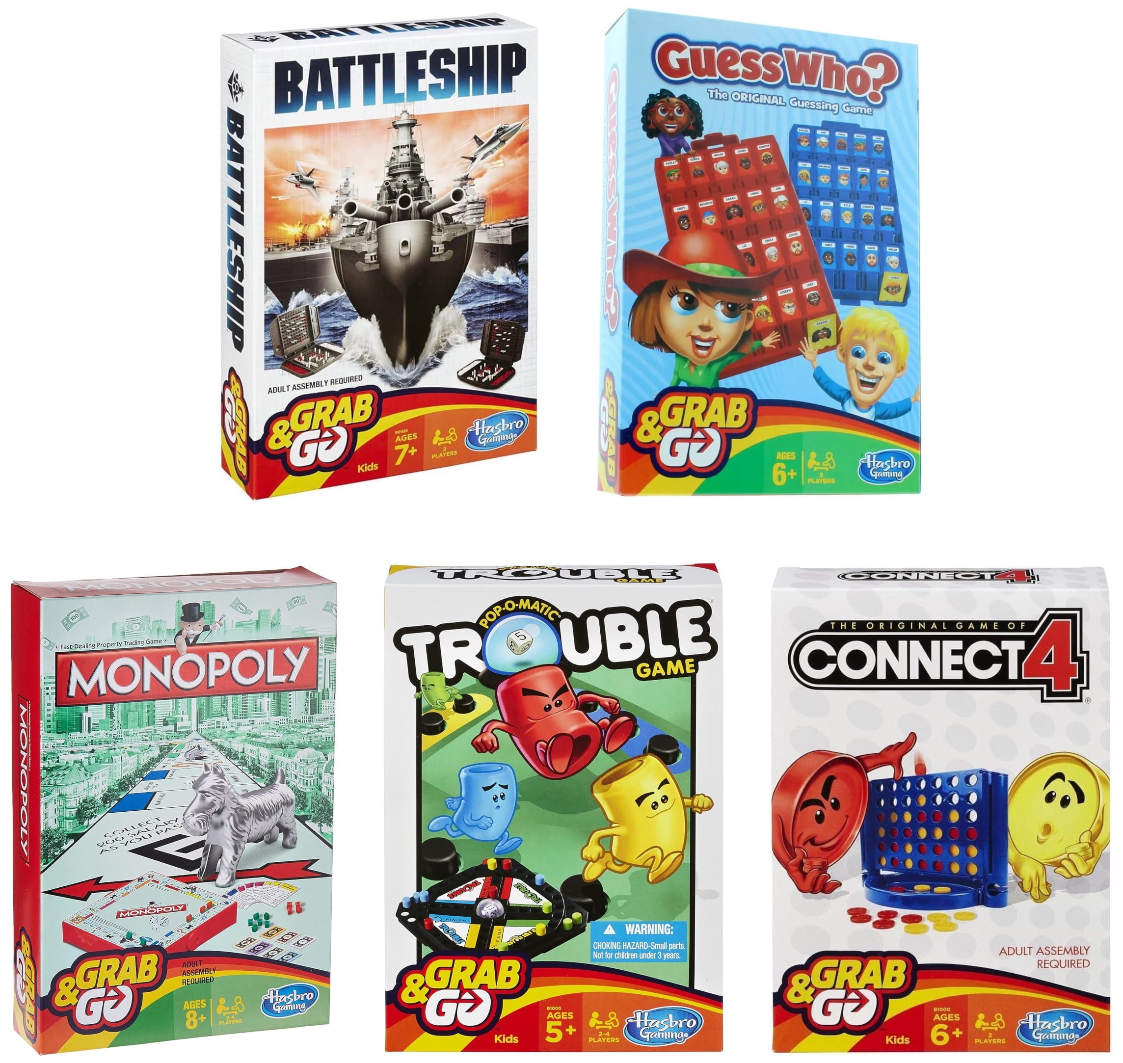 5-pack Hasbro Grab & Go Games - Battleship, Connect 4, Guess Who ...