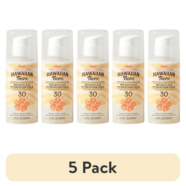 (5 pack) Hawaiian Tropic Weightless Hydration Lotion Sunscreen for Face ...