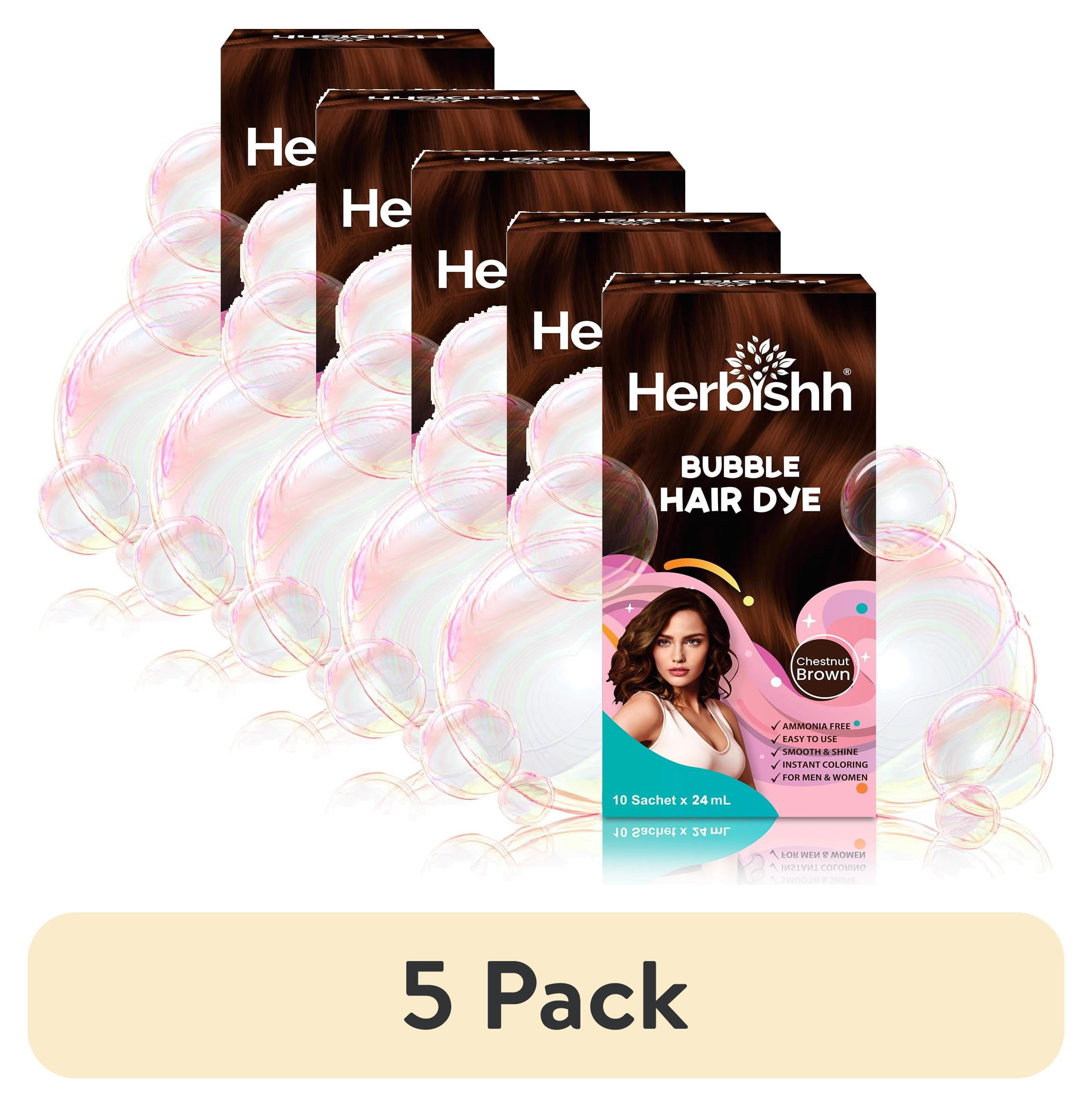 (5 pack) Herbishh Bubble Foam Hair Dye Shampoo, 3-in-1 Permanent Hair ...