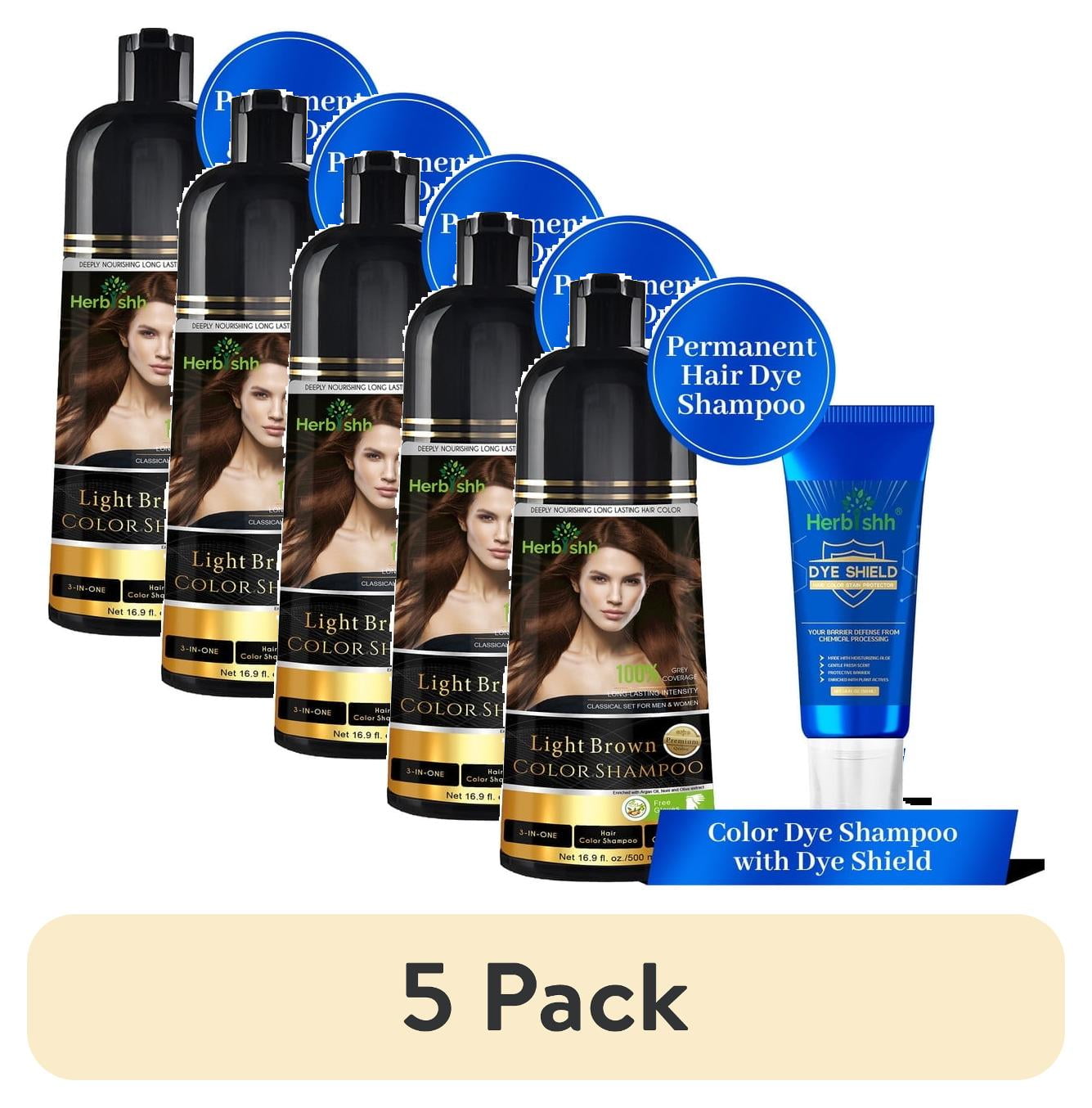 (5 pack) Herbishh Combo Hair Color Shampoo Light Brown 500ml for Gray ...