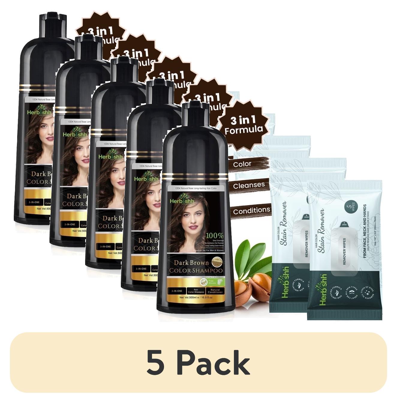 (5 pack) Herbishh Dark Brown Hair Color Shampoo 3-in-1 - Walmart.com