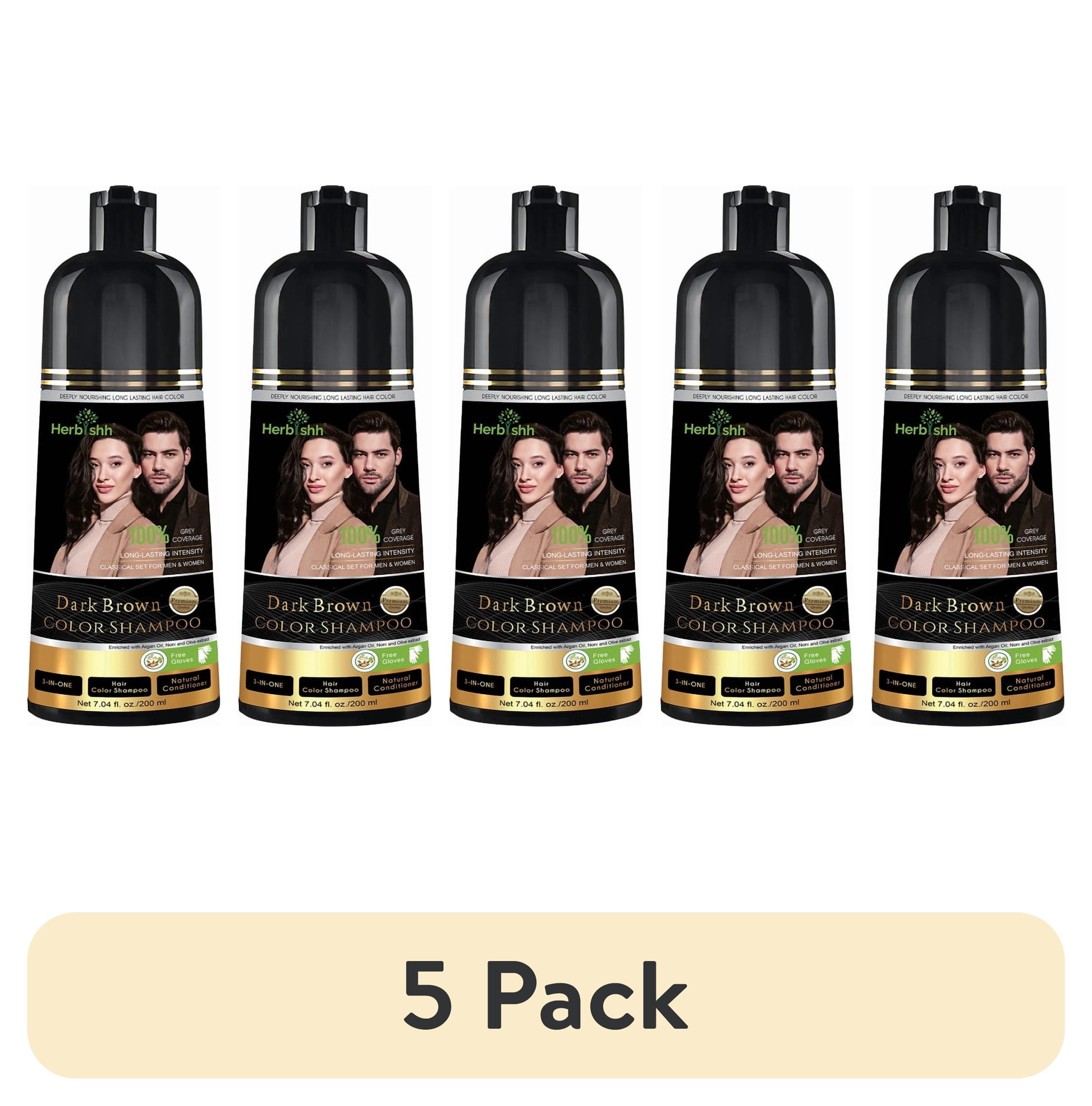 (5 pack) Herbishh Dark Brown Shampoo, Hair Dye Shampoo 3 in 1, 100% ...