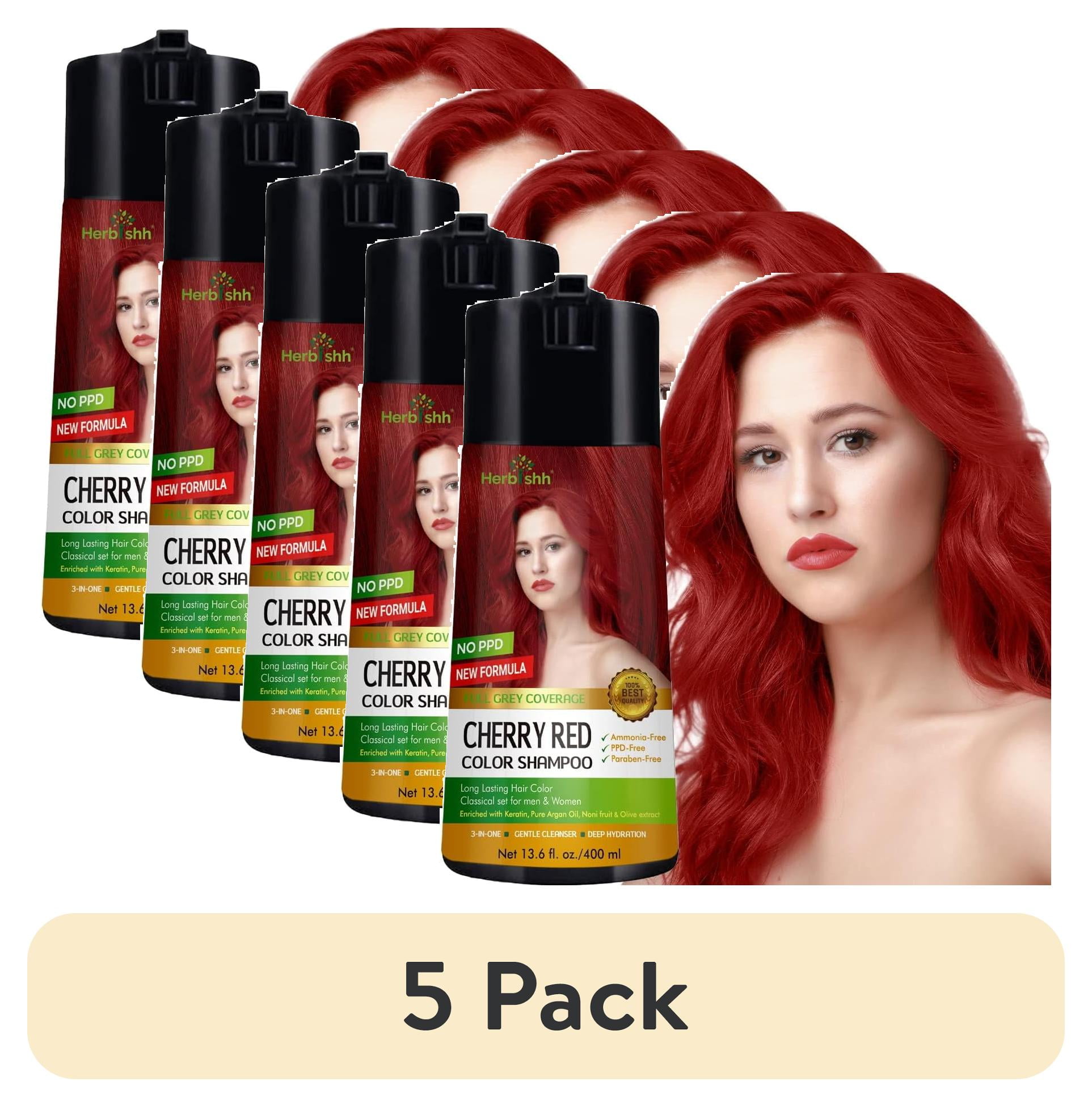 (5 pack) Herbishh Golden Cherry Red PPD-Free Hair Color Shampoo for ...