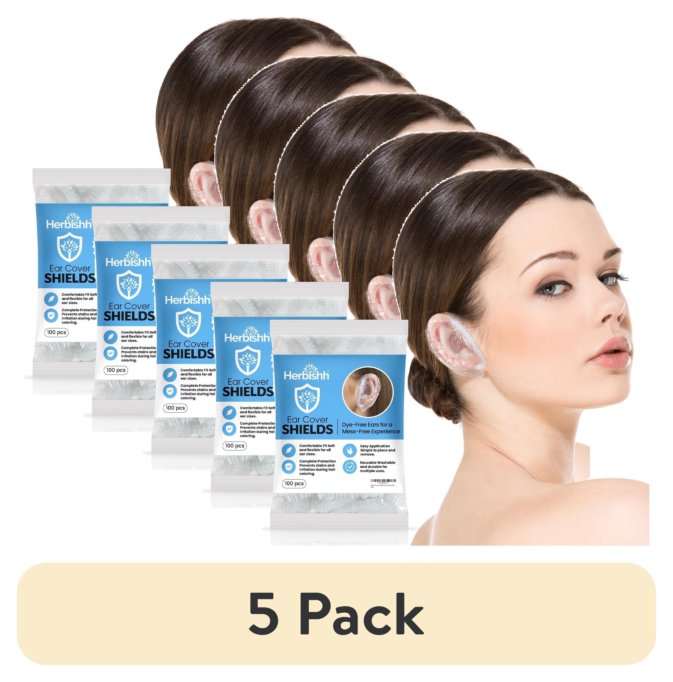 (5 pack) Herbishh Hair Color Ear Shield Covers, Reusable Hair Dye Stain ...