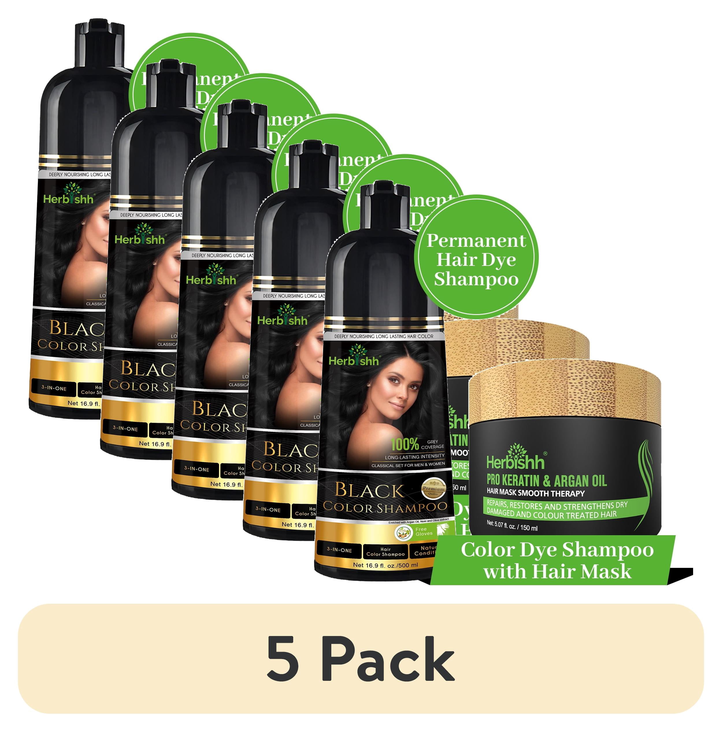 (5 pack) Herbishh Hair Color Shampoo for Grey Hair 500ml + Argan Hair ...