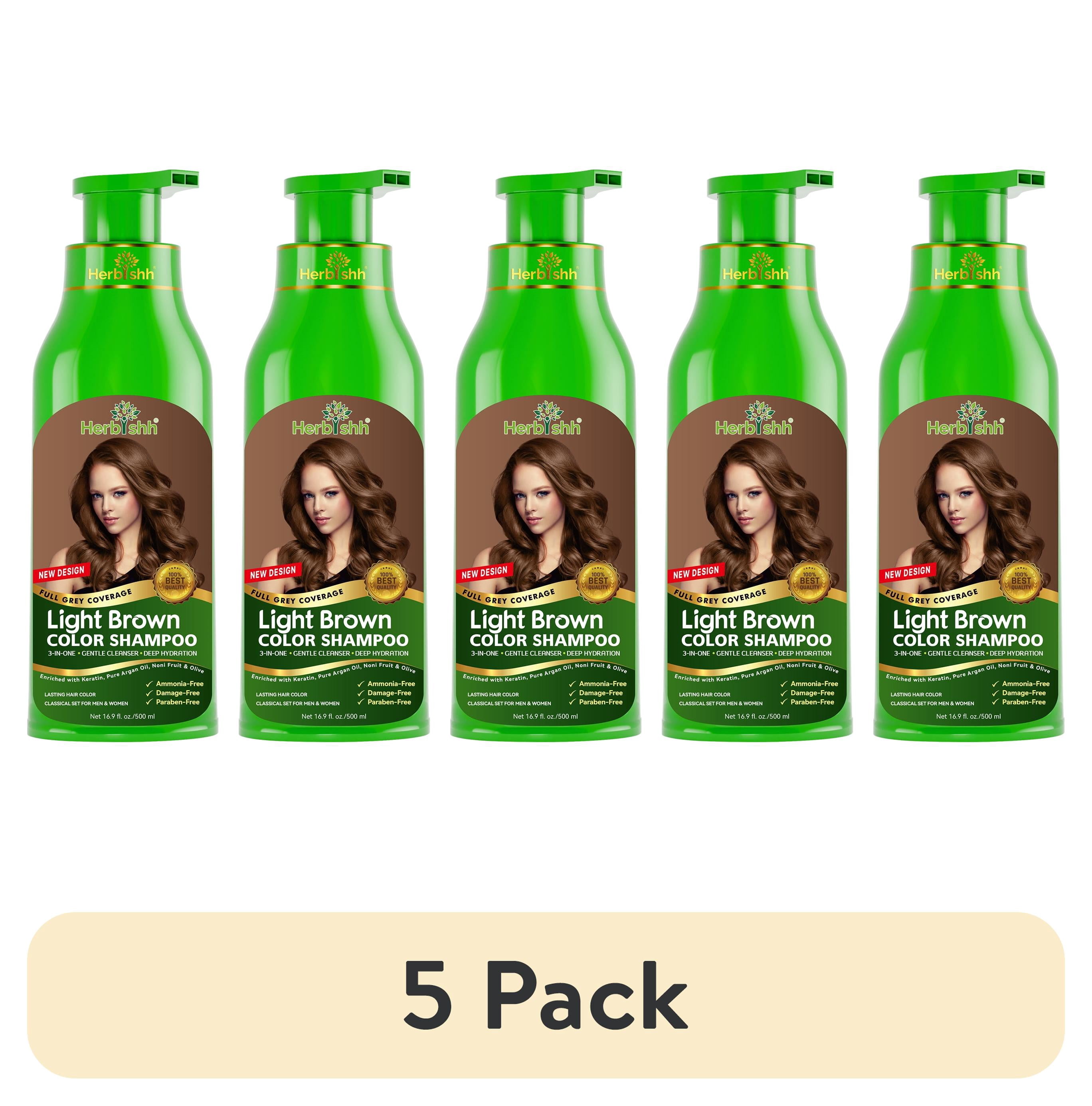 (5 pack) Herbishh Light Brown Hair Color Shampoo for Gray Hair ...
