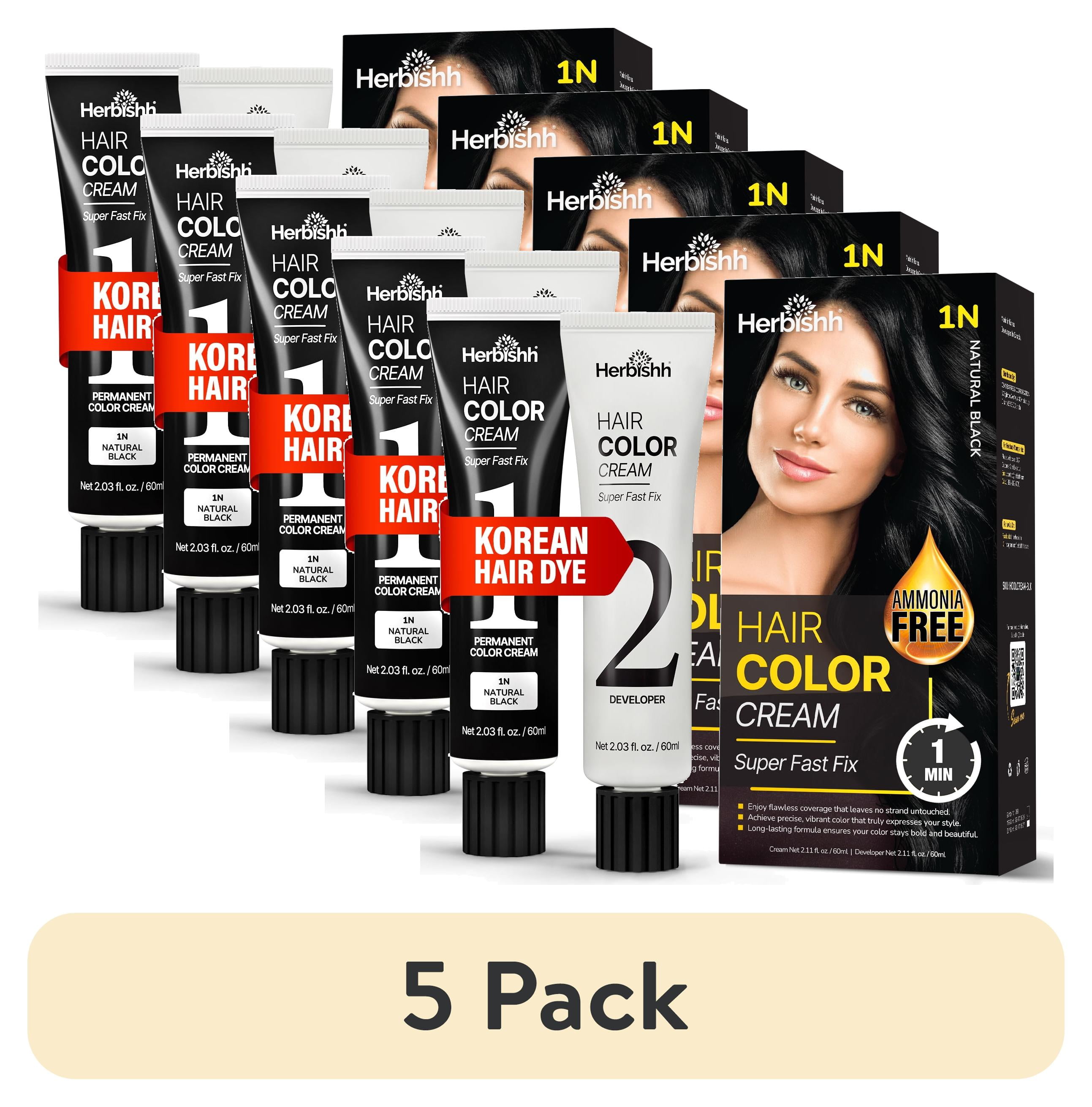 (5 pack) Herbishh Rapid Infusion Hair Color Cream – 1N Natural Black ...