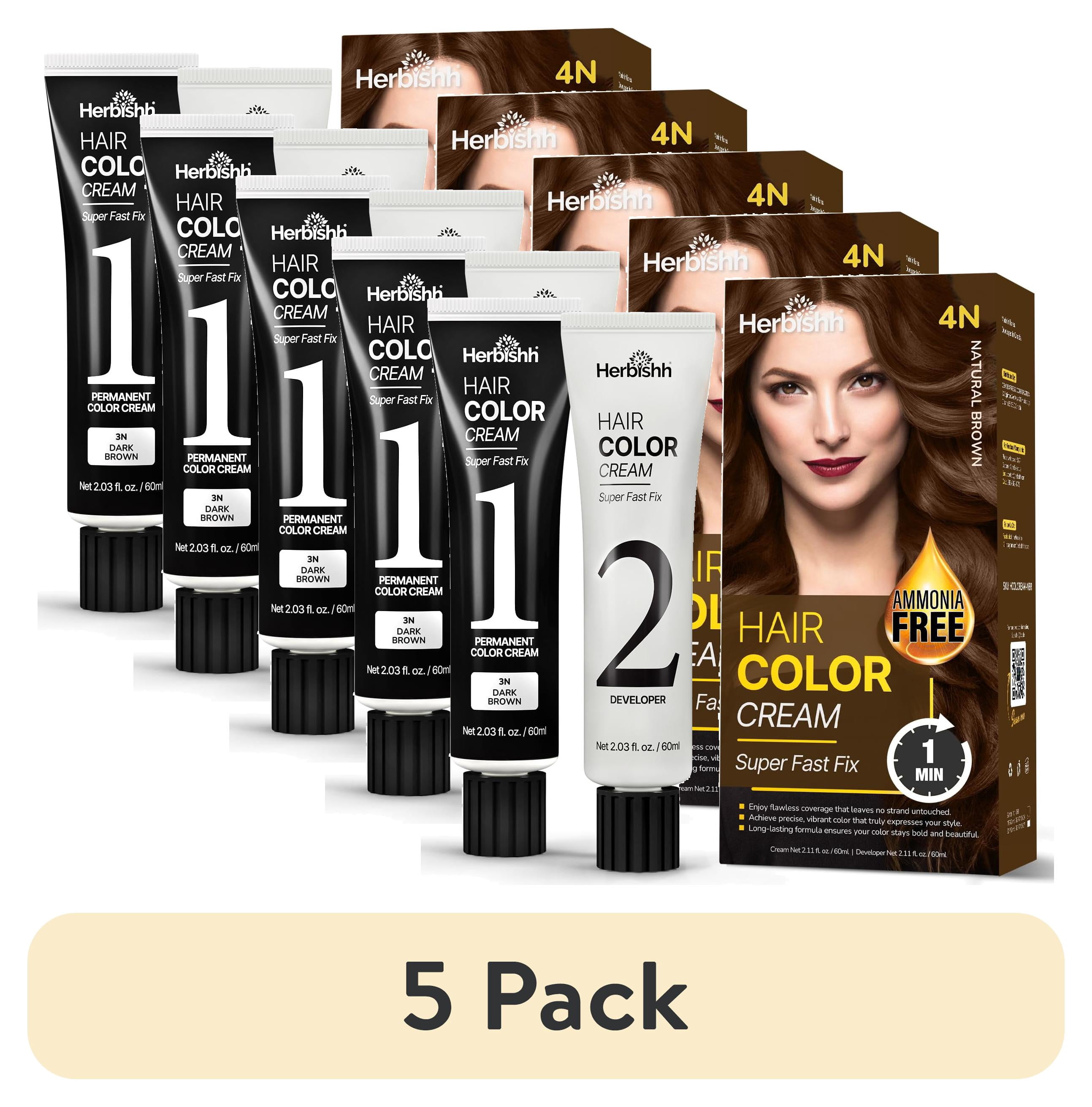 (5 pack) Herbishh Rapid Infusion Hair Color Cream 4N Natural Brown ...
