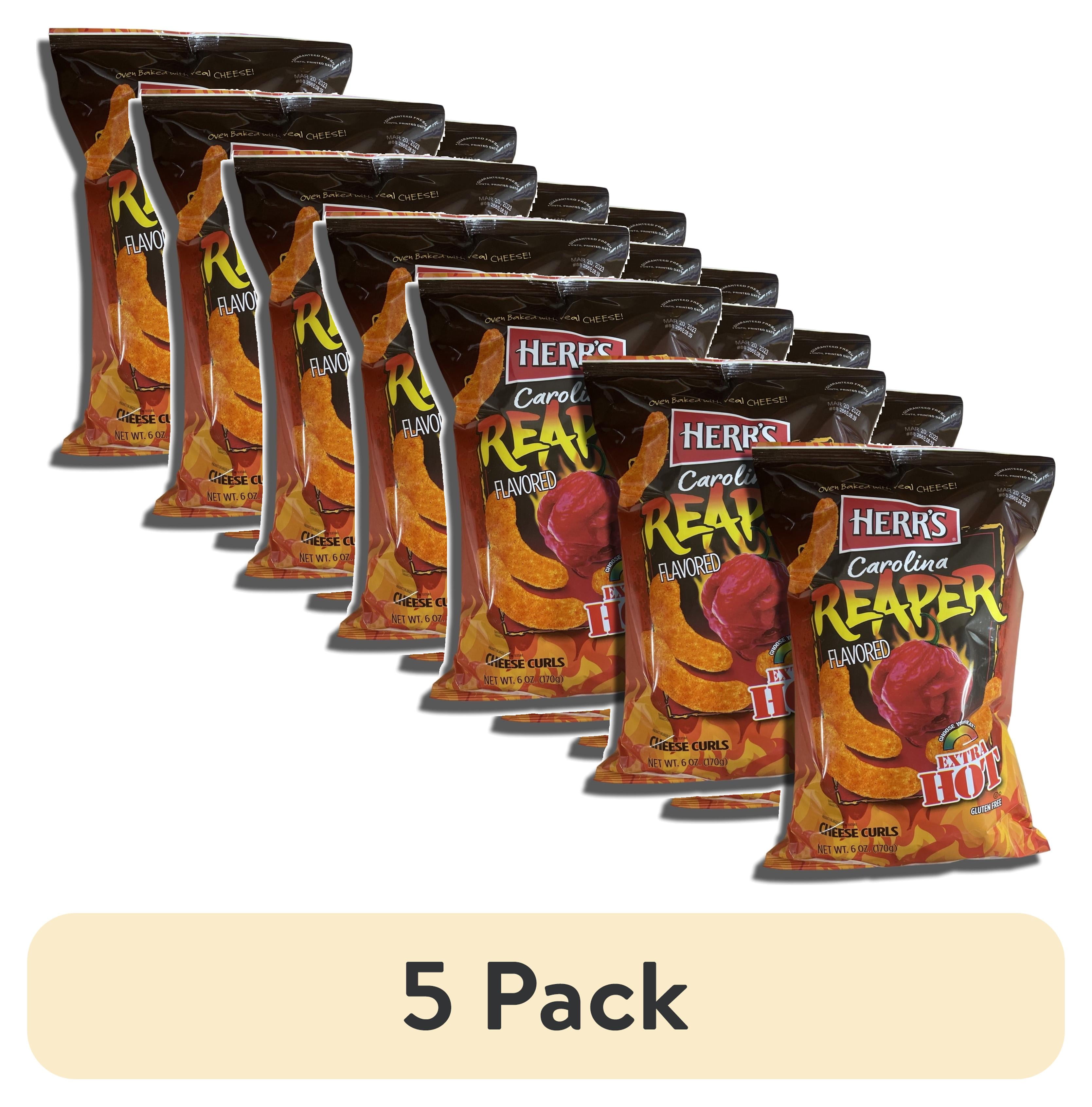 (5 pack) Herr’s Carolina Reaper Cheese Curls | Extra Hot & Cheesy Snack ...
