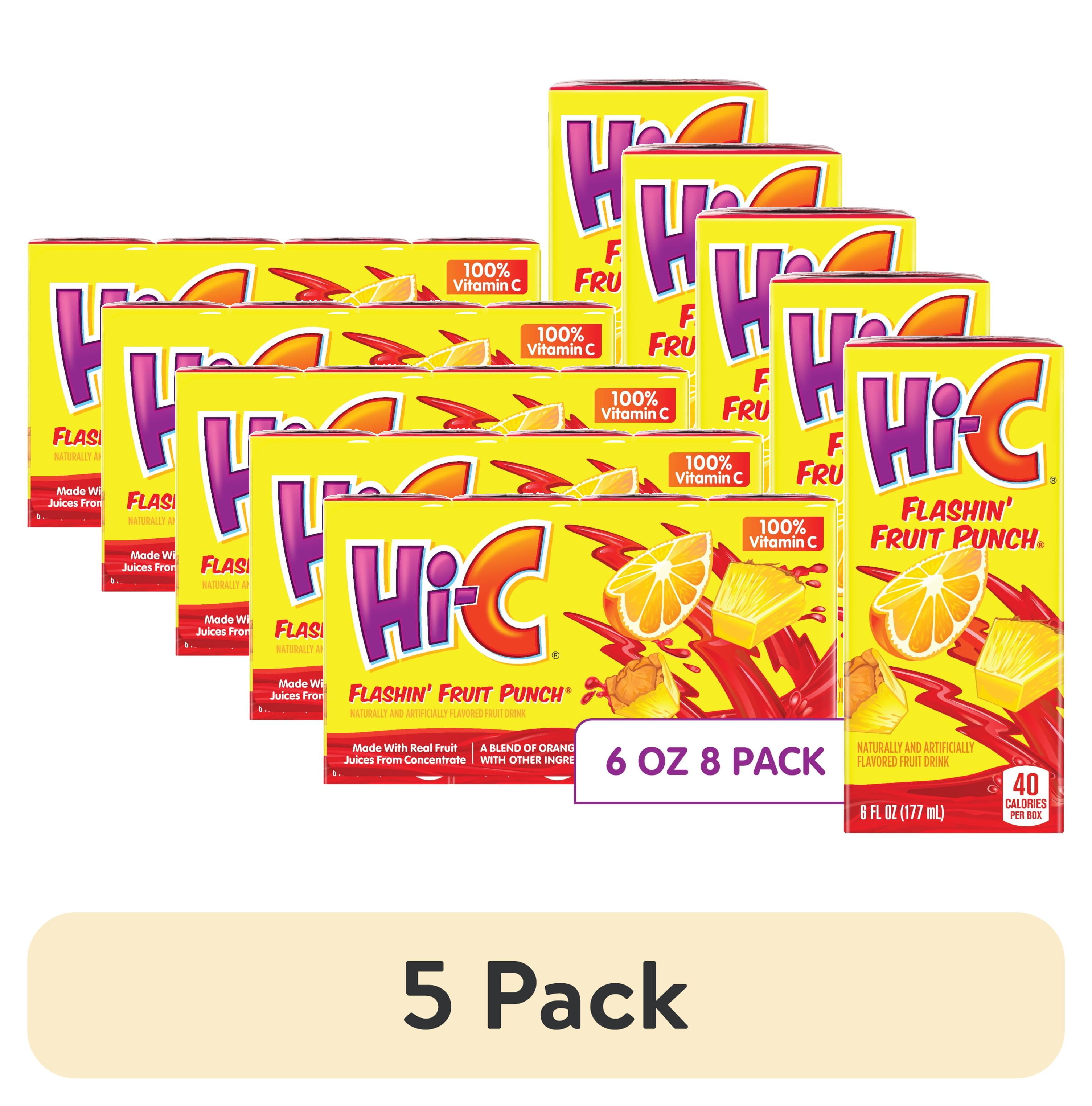 (5 pack) Hi-C Flashin Fruit Punch Juice, 6 fl oz, 8 Juice Boxes ...