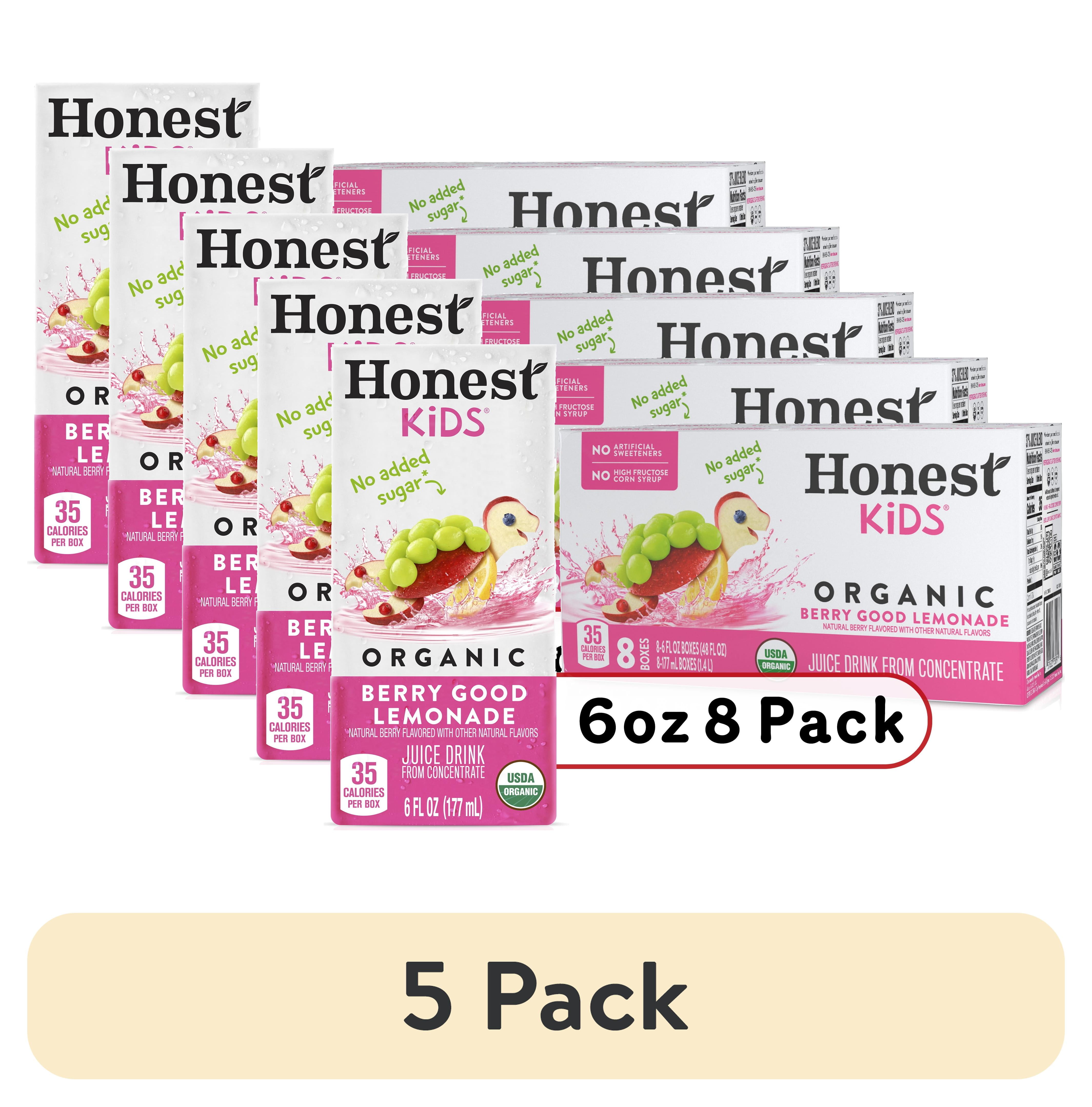 (5 pack) Honest Kids Organic Berry Good Lemonade Fruit Juice, 6 fl oz ...