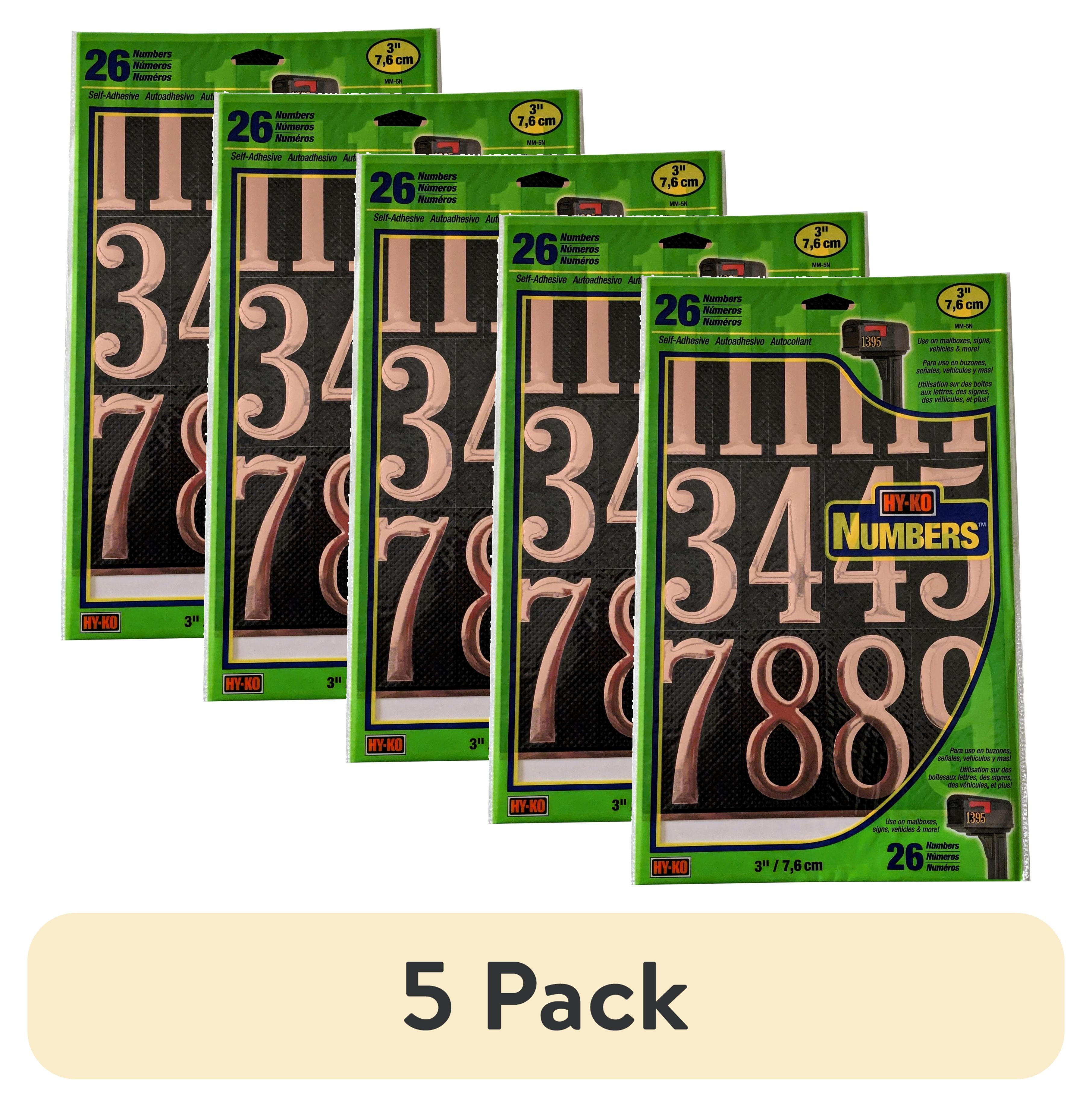 (5 pack) Hy-Ko 3-Inch Bold Gold & Black Self-Adhesive Vinyl Number Kit ...